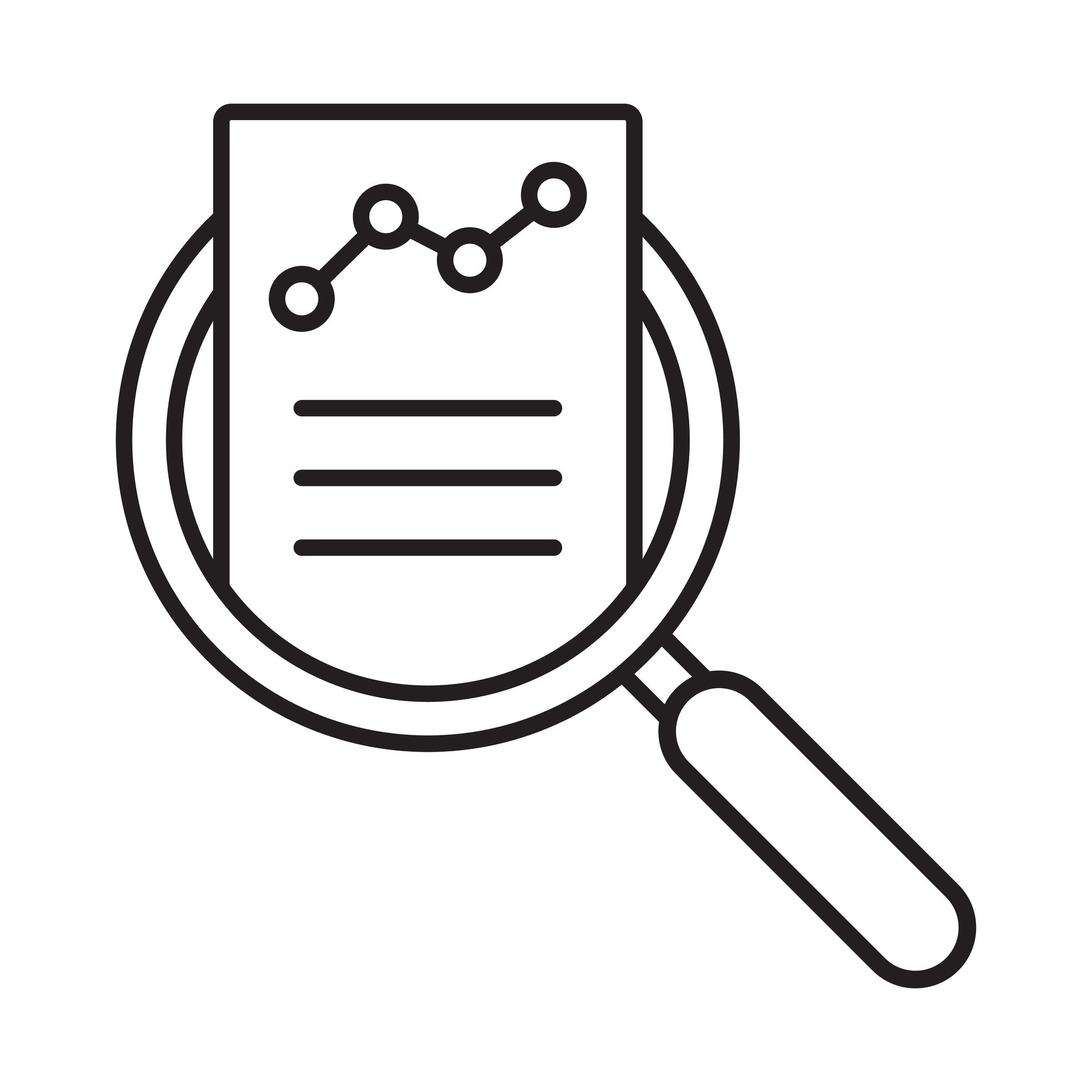 Audit and data analysis thin line icon. Financial assessment icon ...