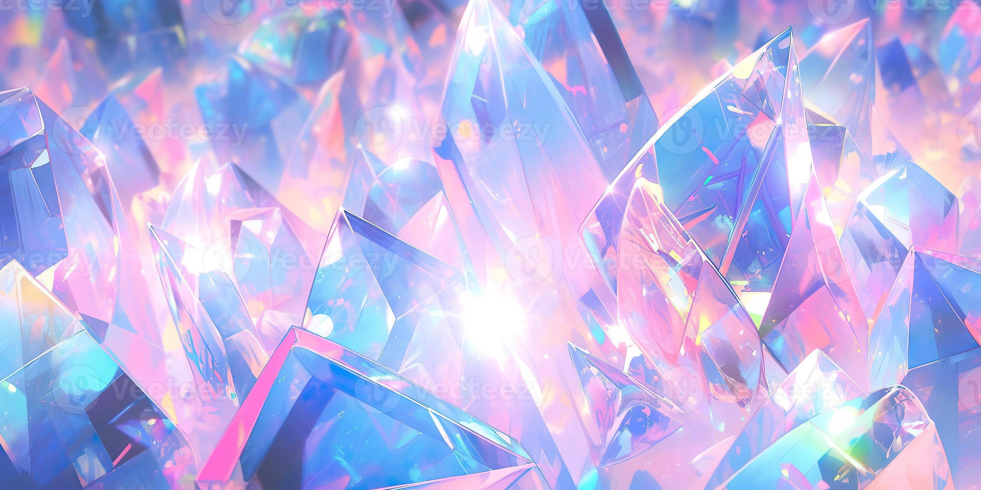 Holographic Background With Fairy Crystal Rainbow Reflexes In Pink And Holographic Background With Fairy Crystal Rainbow Reflexes In Pink And