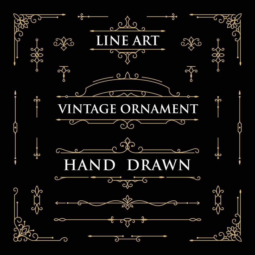 Vintage Line Art Ornament Set Vector 27965902 Vector Art at Vecteezy