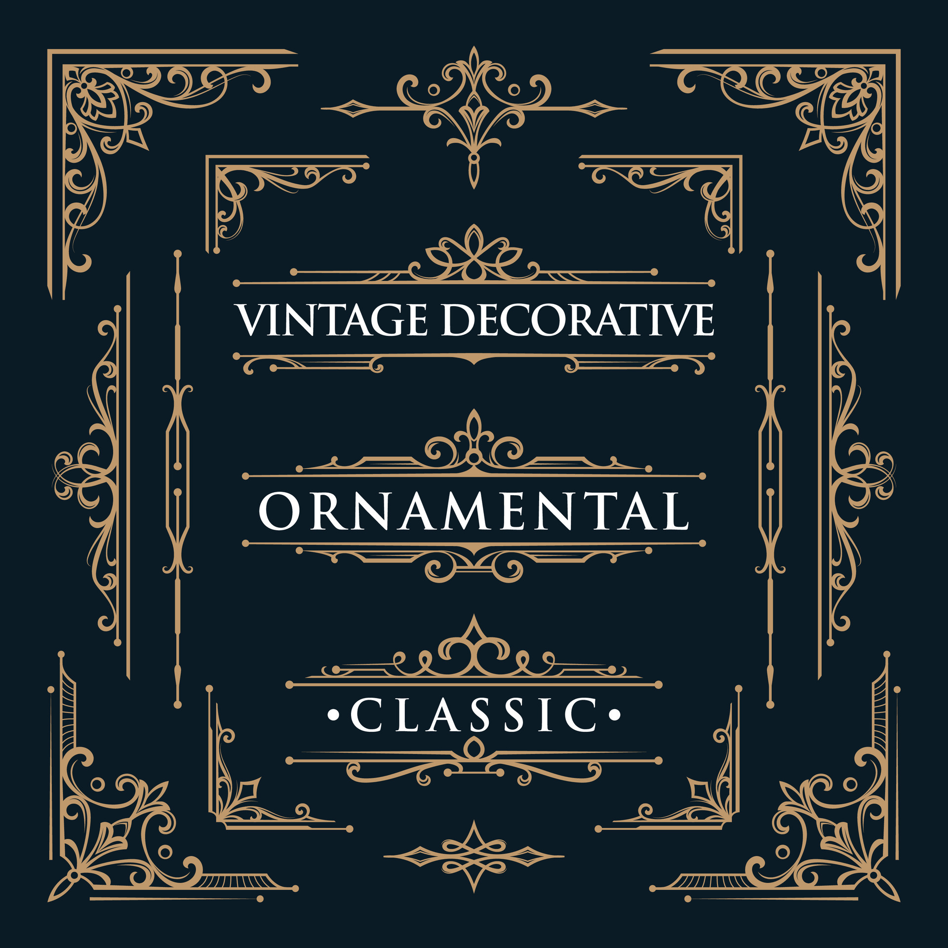 Vintage Line Art Ornament Set Vector 27965903 Vector Art at Vecteezy