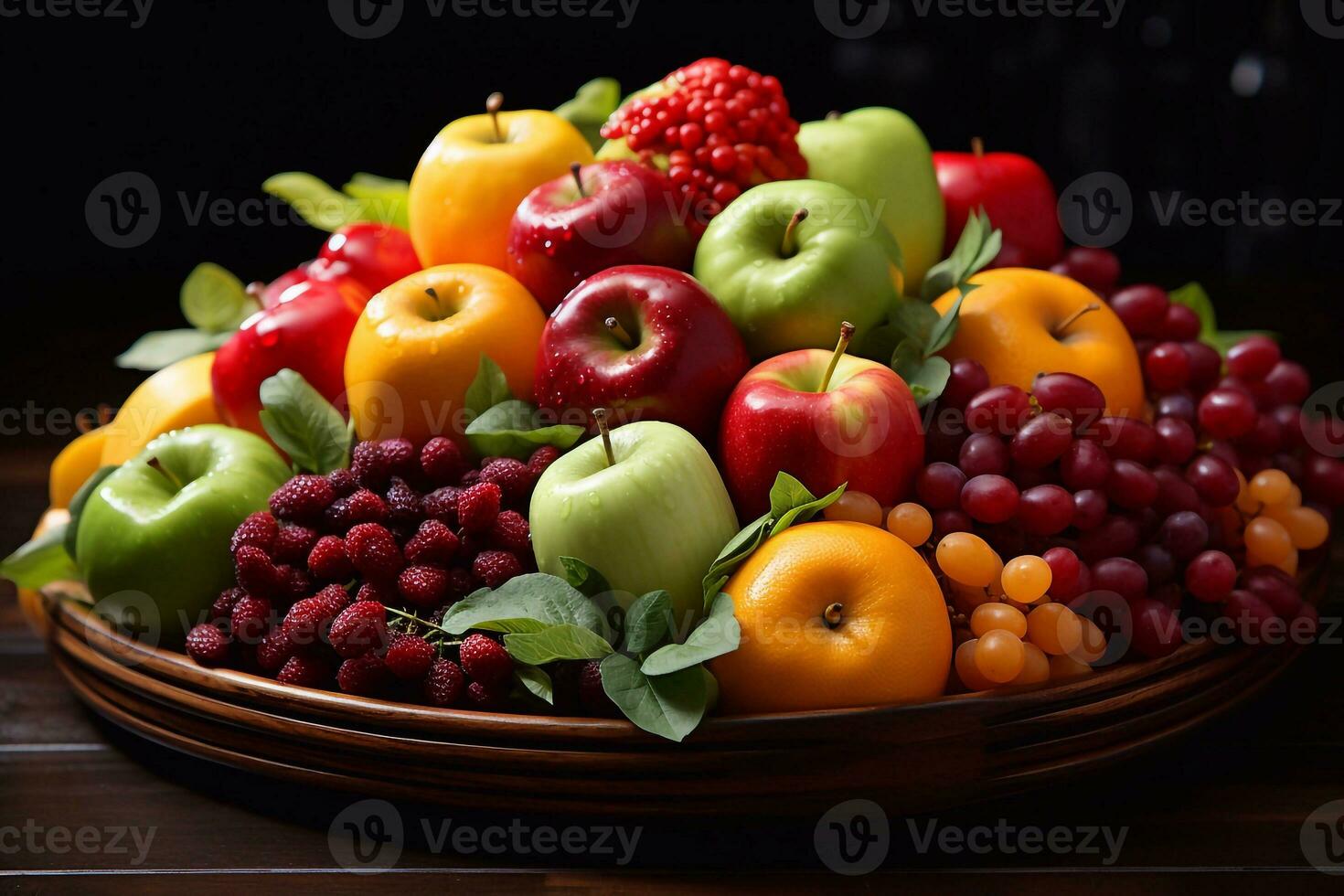 Harvest Mosaic Generative AI's Closeup Image of Fruit Basket Displaying ...