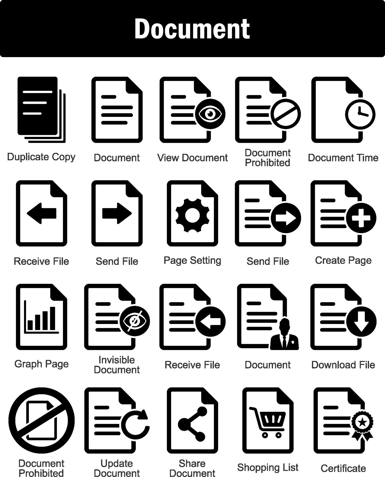 A Set Of 20 Document Icons As Duplicate Copy Document View Document a-set-of-20-document-icons-as-duplicate-copy-document-view-document