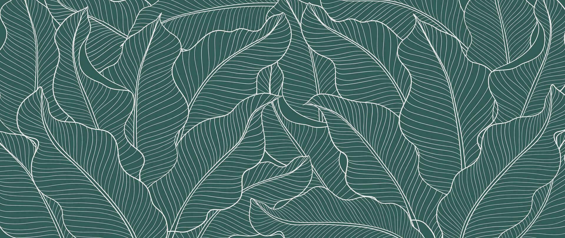 Botanical banana leaf line art wallpaper background vector. Luxury ...