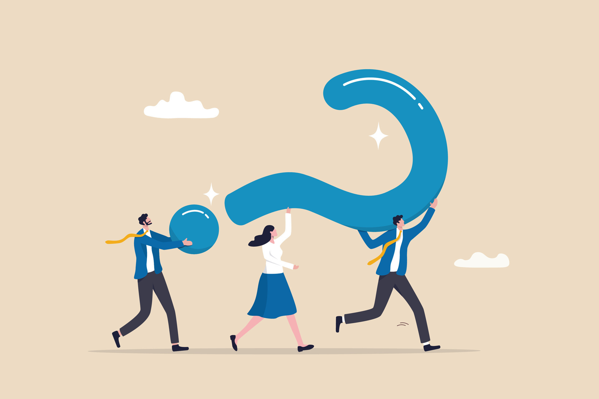 Problem solving, asking question or finding solution for difficulty ...