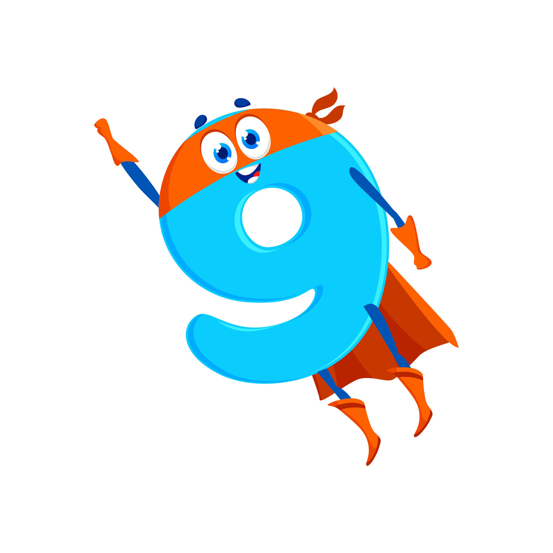 Cartoon math number nine superhero character 27973865 Vector Art at Vecteezy