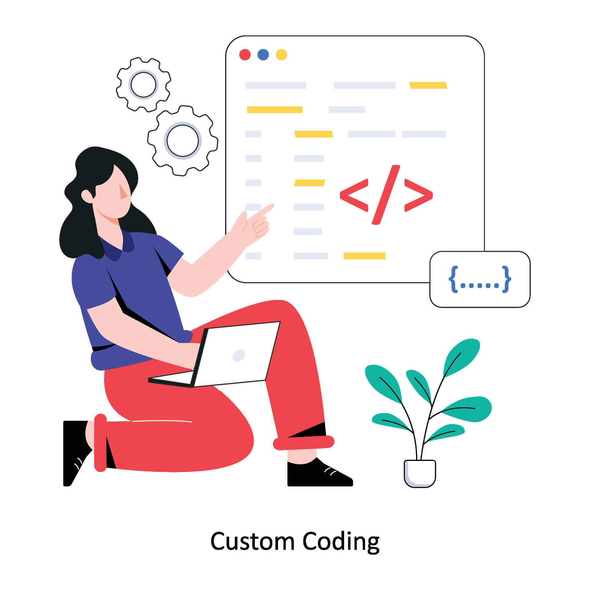Custom Coding Flat Style Design Vector illustration. Stock illustration ...