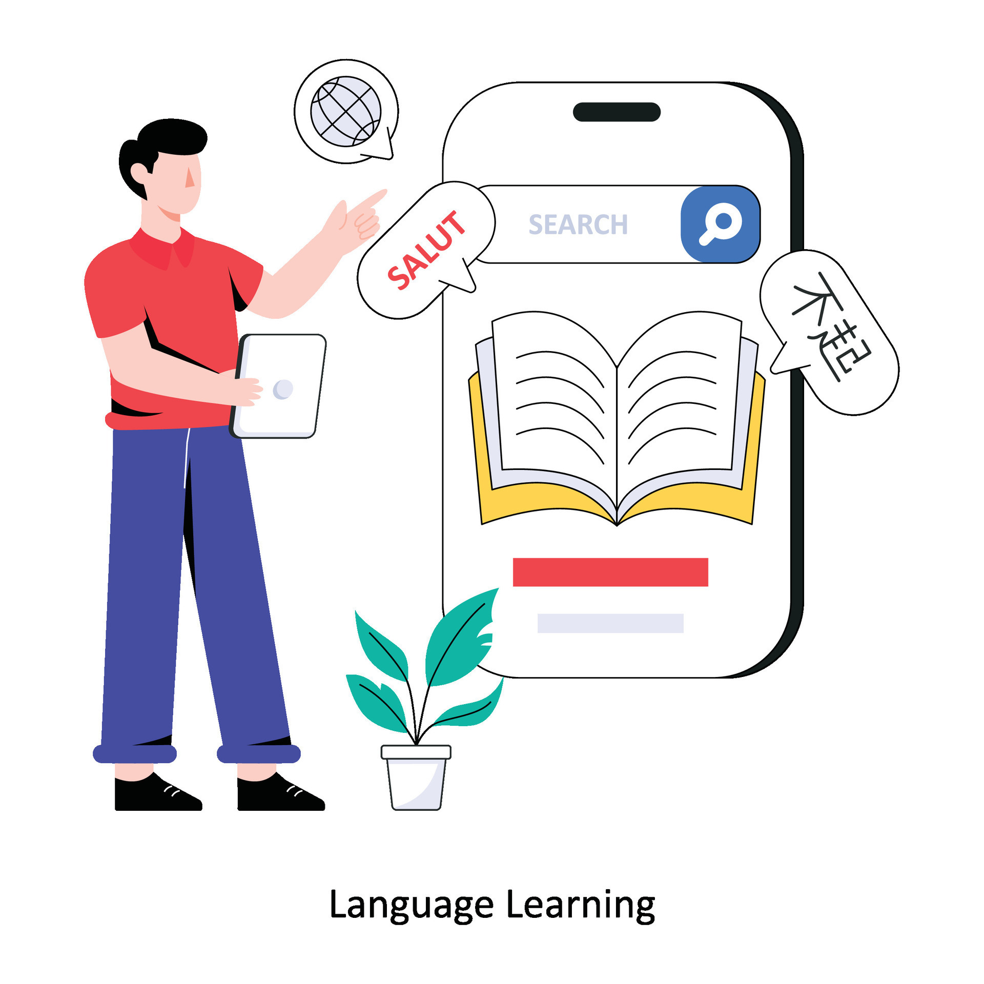 Language Learning flat style design vector illustration. stock ...