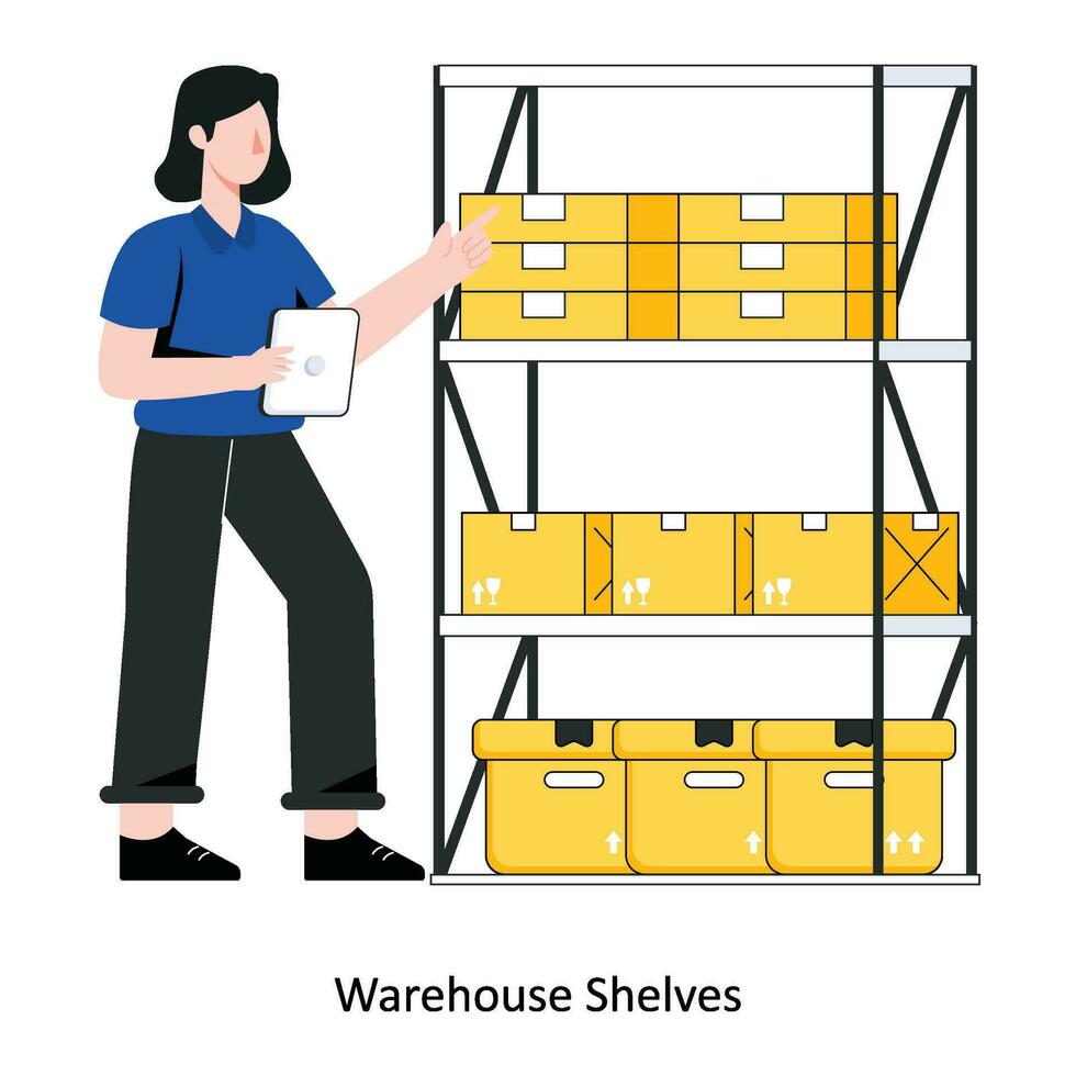 Warehouse Shelves flat style design vector illustration. stock ...