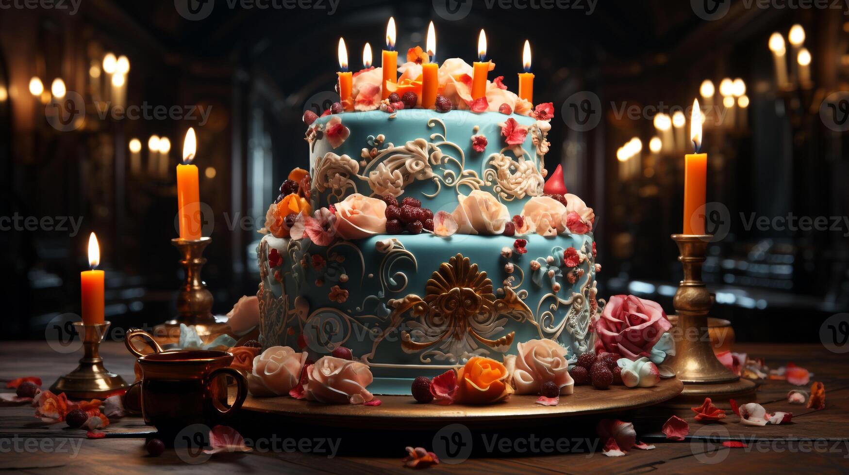 Birthday cake with lots of candles 27975494 Stock Photo at Vecteezy