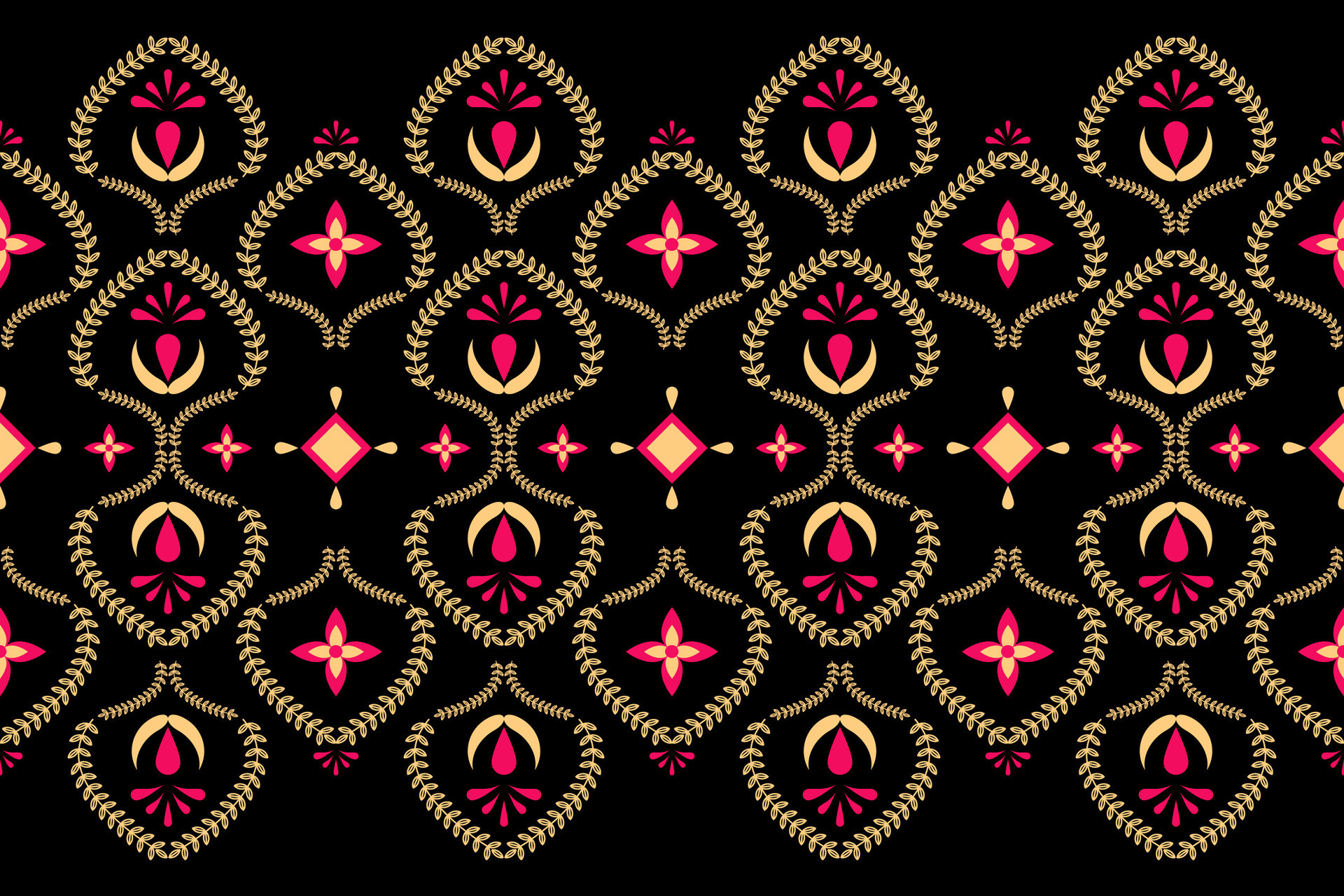 Ethnic Geometric Seamless Pattern Geometric Black Background Design