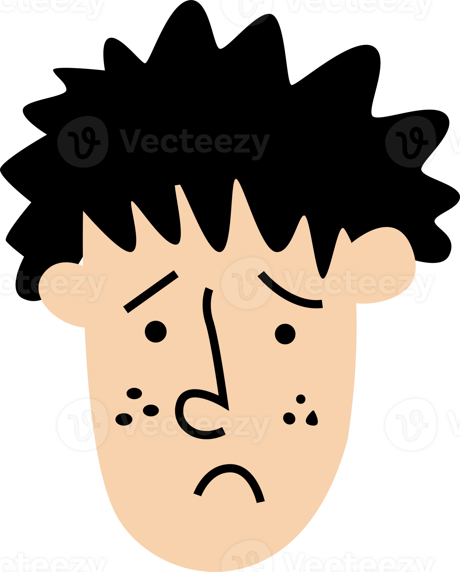 Sad young curly men character 27990418 PNG Sad young curly men character 27990418 PNG