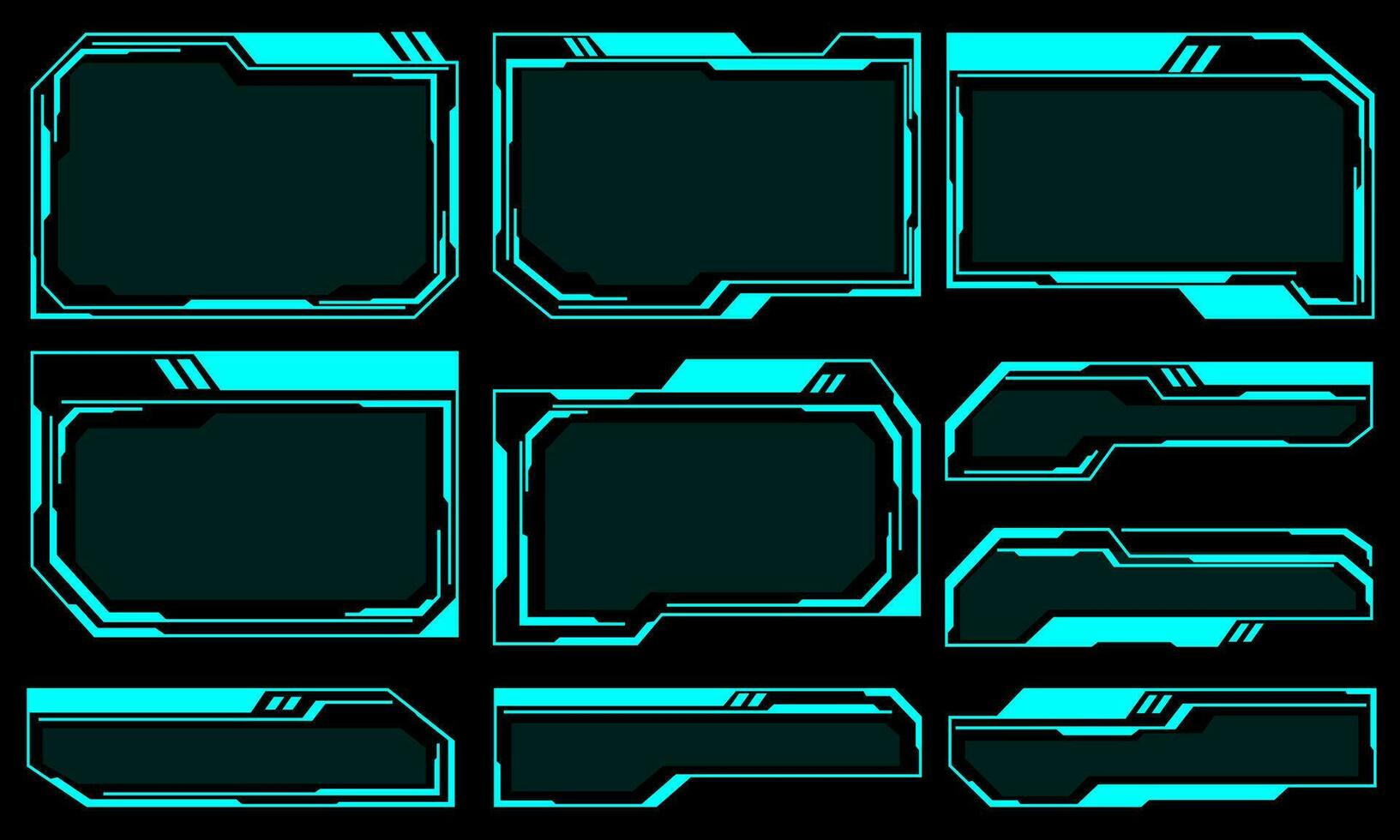 Hud frames blue user interface elements design modern technology futuristic control panel screen ...