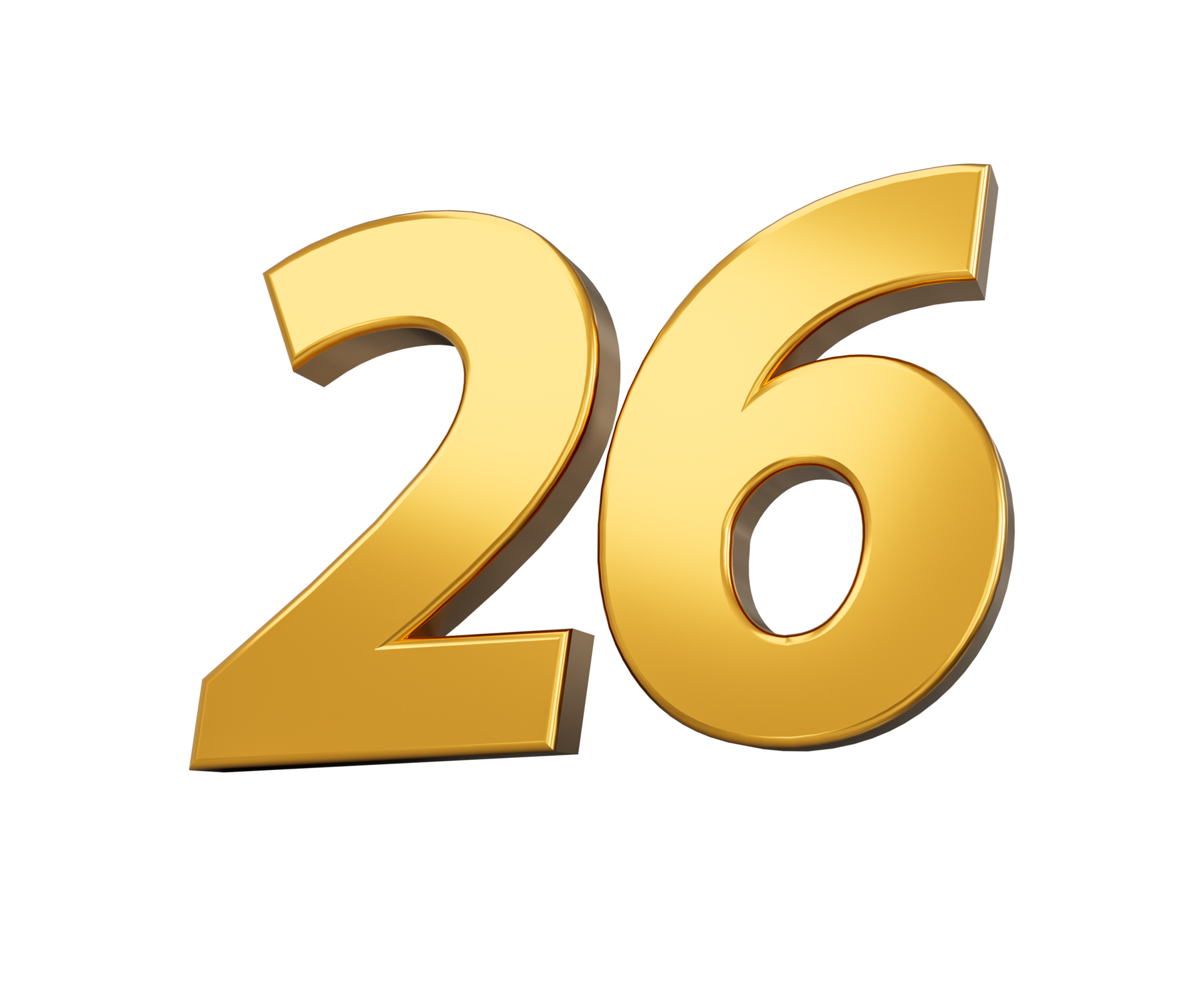 Gold number 26 Twenty six shiny 3d number 26 made of gold 3d ...