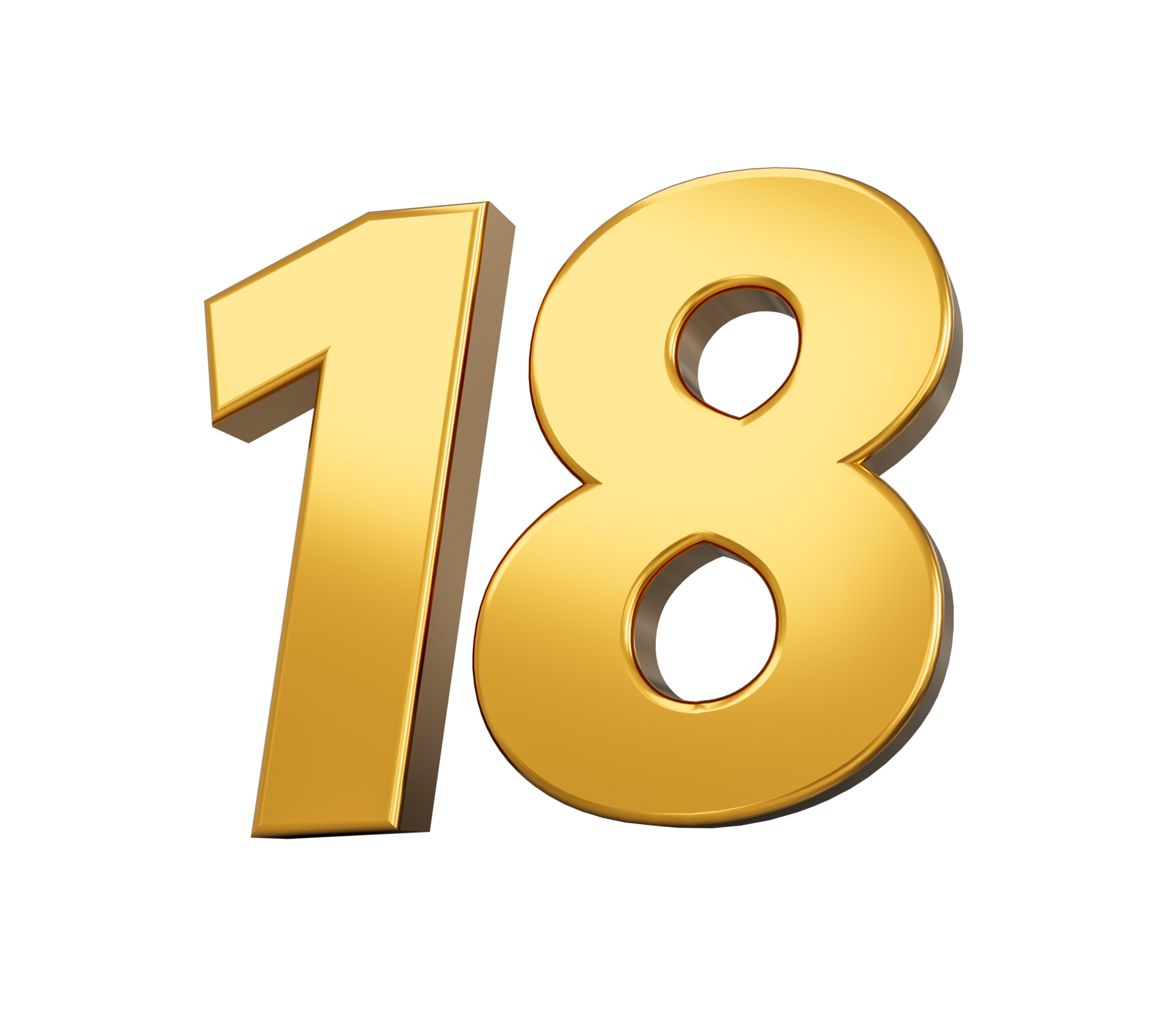 Gold number 18 Eighteen shiny 3d number 18 made of gold 3d illustration 27992665 PNG