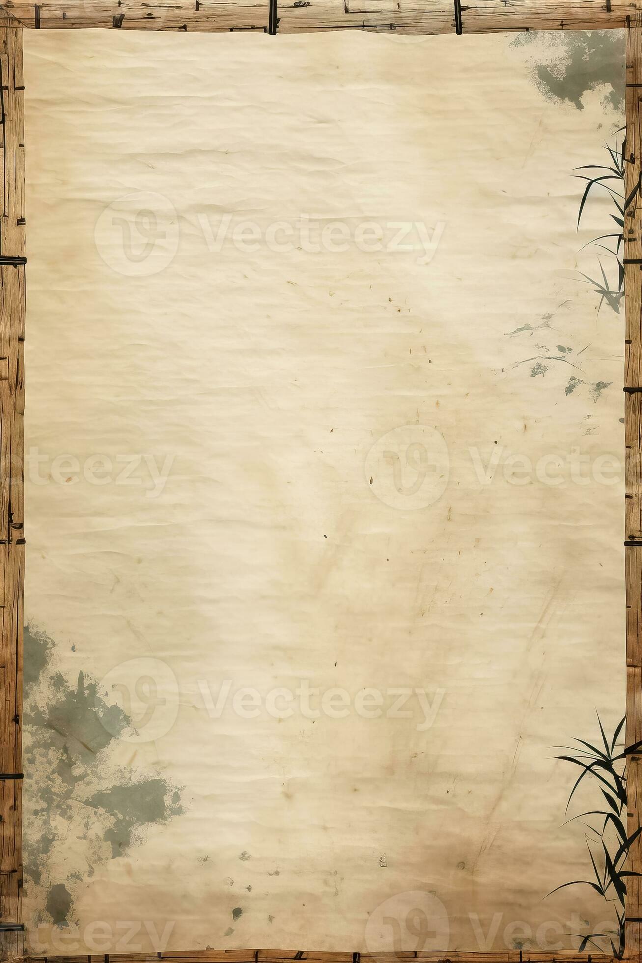 Ancient Chinese Calligraphy On Aged Parchment Generated By Ai In