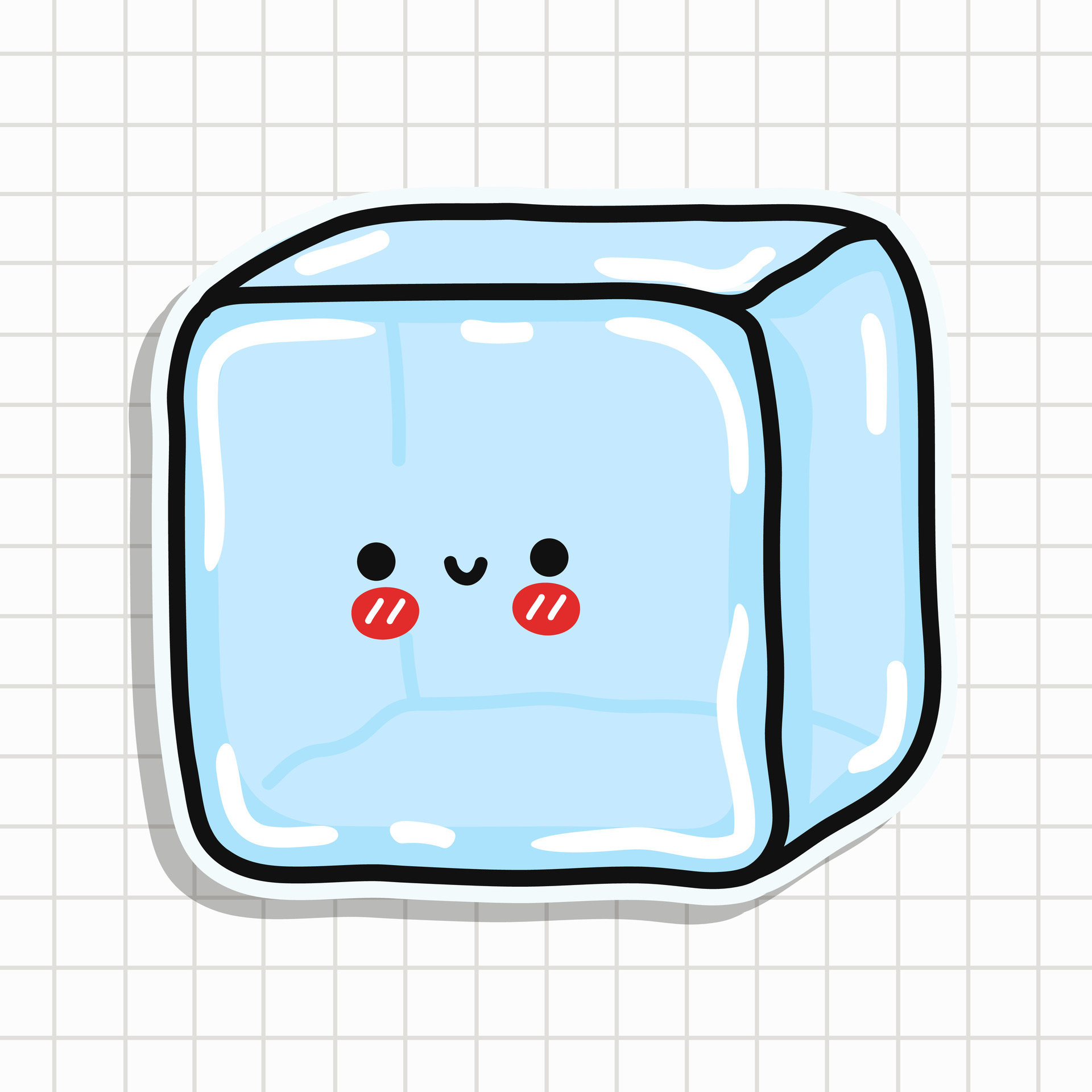 Cute Ice Cube sticker character. Vector hand drawn cartoon kawaii character illustration icon ...