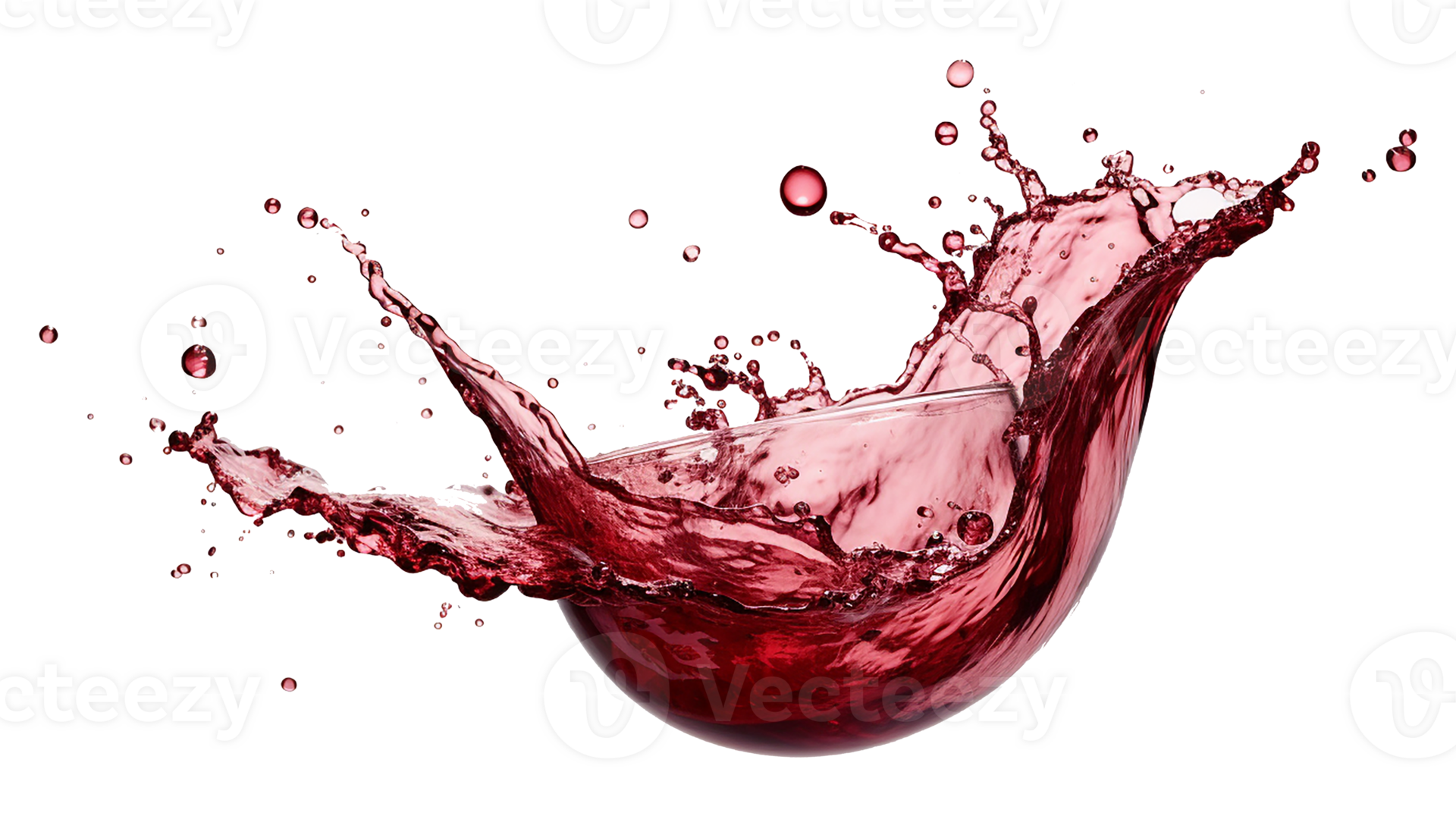 red water, wine splash, liquid wave with splatter, isolated on white background. Generative AI ...