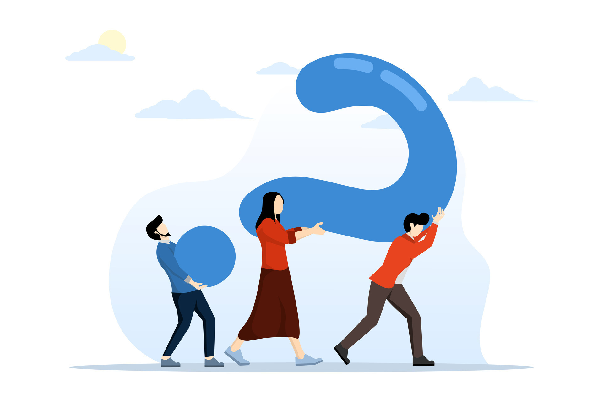 concept of problem solving, finding a solution to a difficulty, teamwork to solve a problem or ...