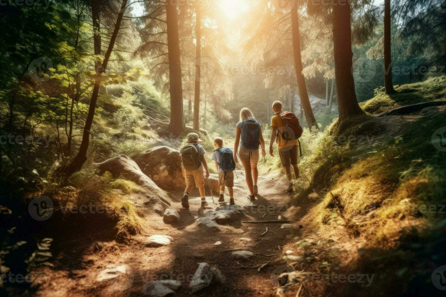 Family hike forest trip. Generate Ai 27997626 Stock Photo at Vecteezy