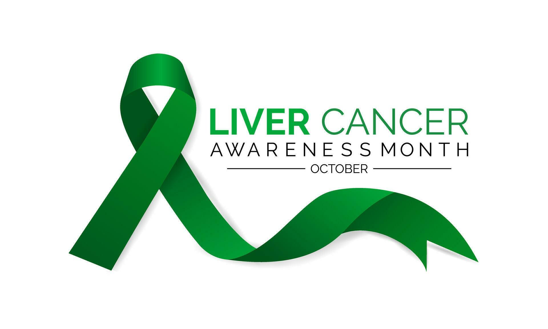 Liver Cancer Awareness Calligraphy Poster Design Realistic Emerald Green Ribbon Cancer Can