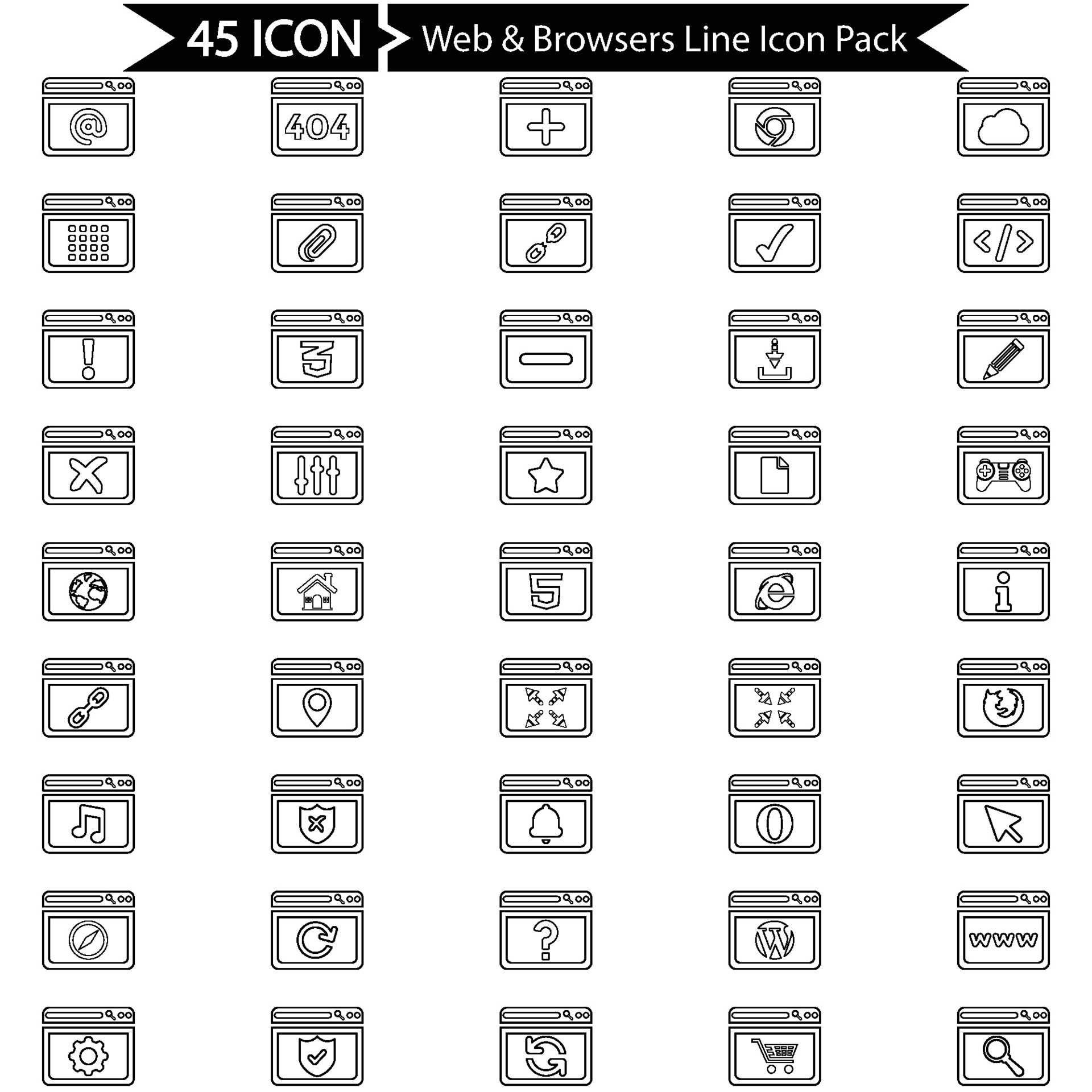 Web and Browsers Outline Icon Set 27999281 Vector Art at Vecteezy