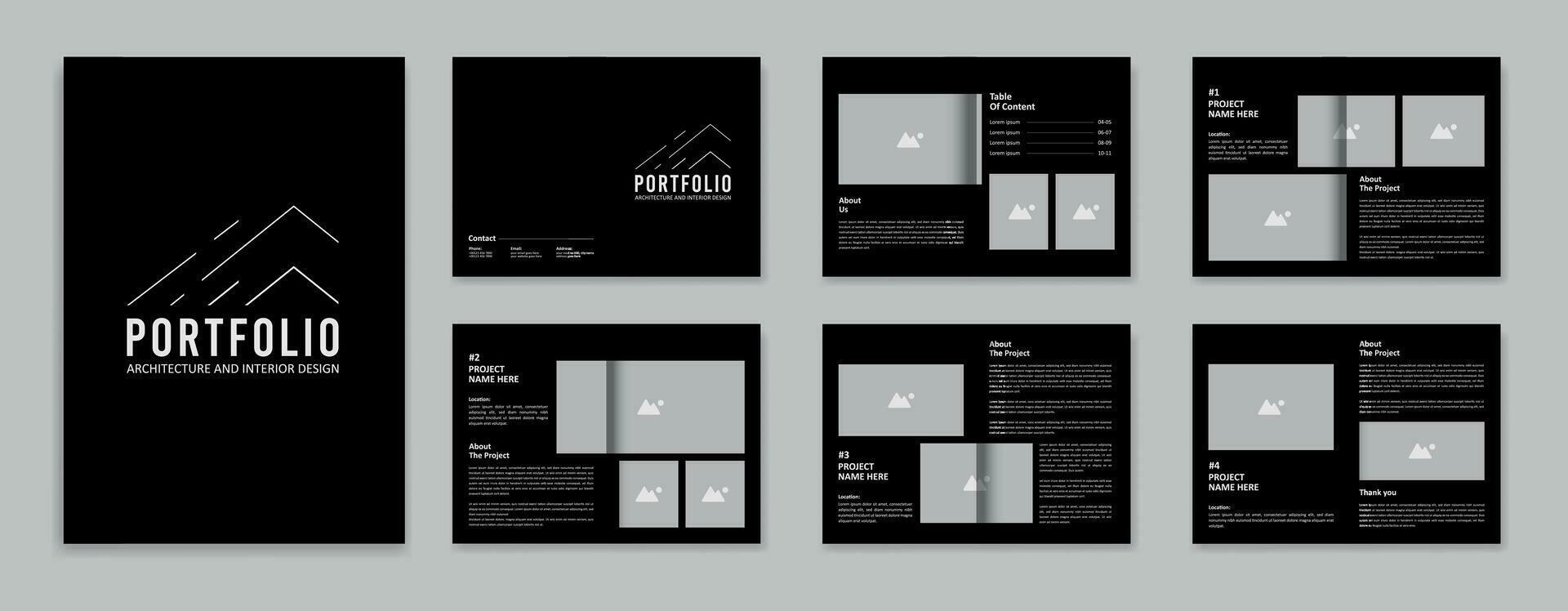Architecture portfolio design template, architectural portfolio layout ...