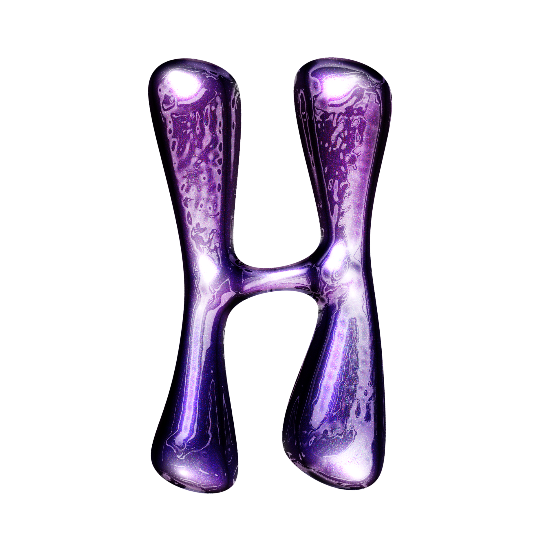 H y2k alphabet with liquid dark purple chrome effect 28001368 PNG
