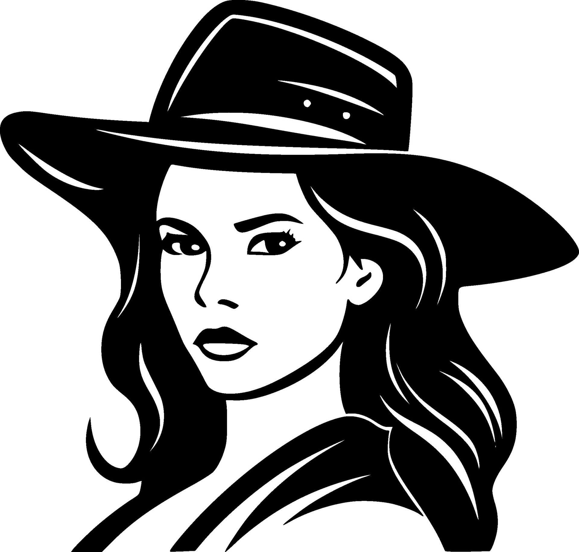 Cowgirl Black And White Vector Illustration 28002798 Vector Art At