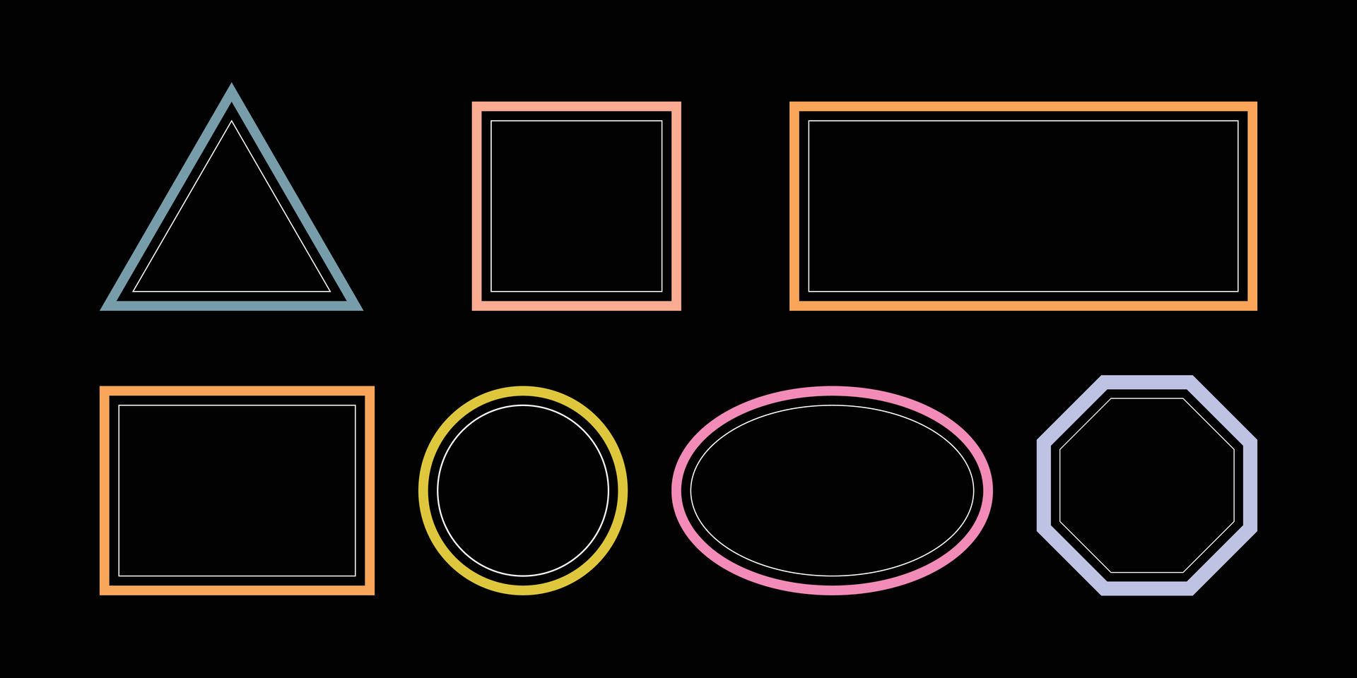 rectángulo, círculo, oval, triángulo, octágono y cuadrado elegante foto marco con grueso ...