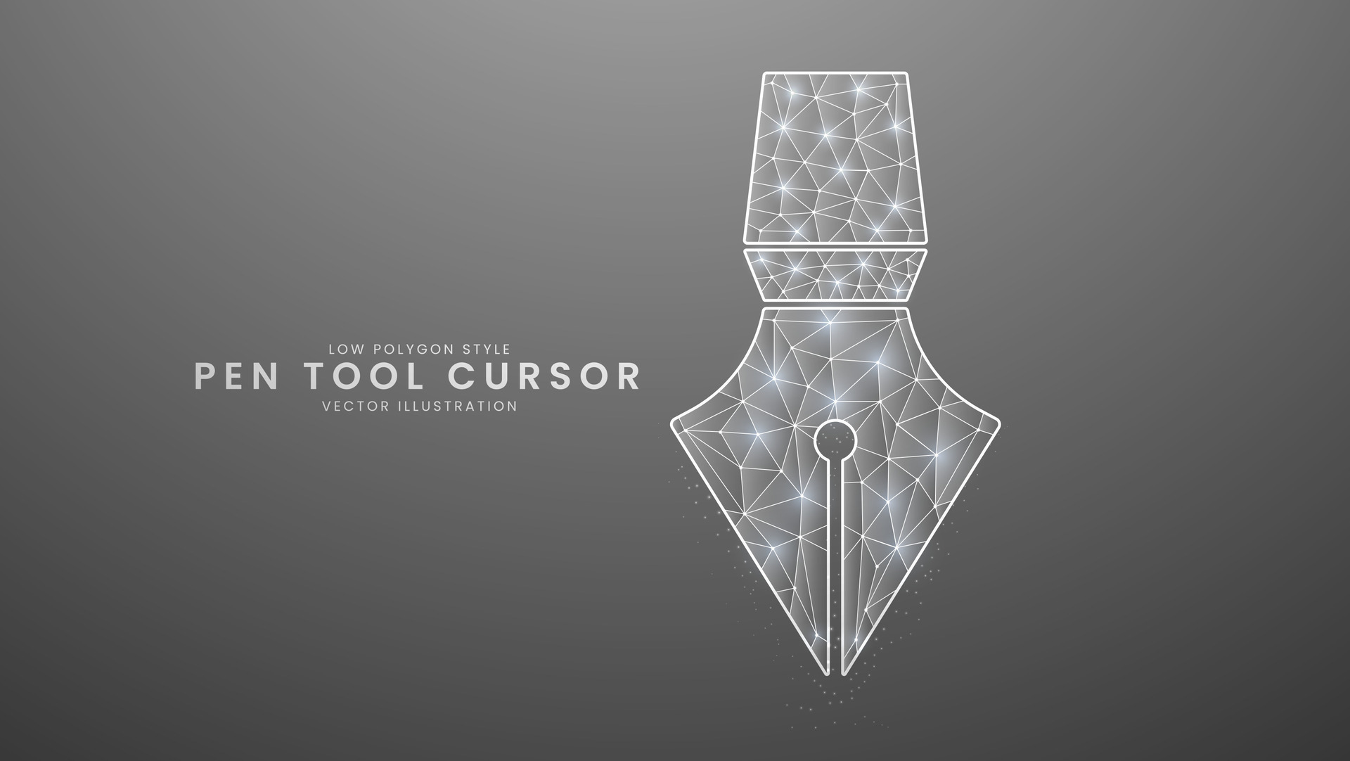 Pen Tool Cursor Minimal Anchor Control Points Concept Modern Digital Low Polygon Style Vector
