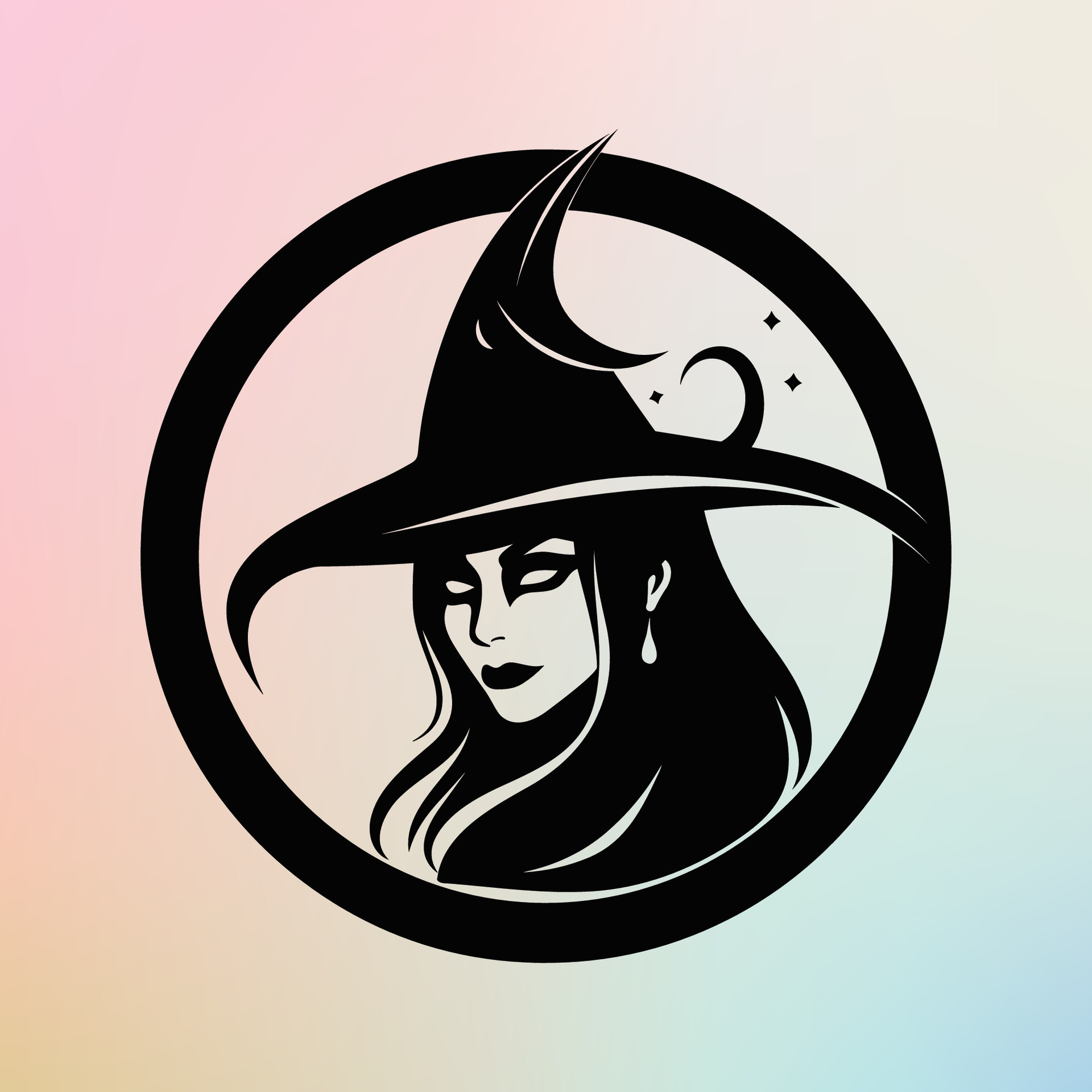 Black Witch Hat with Crescent Moon and Stars 28020125 Vector Art at Vecteezy