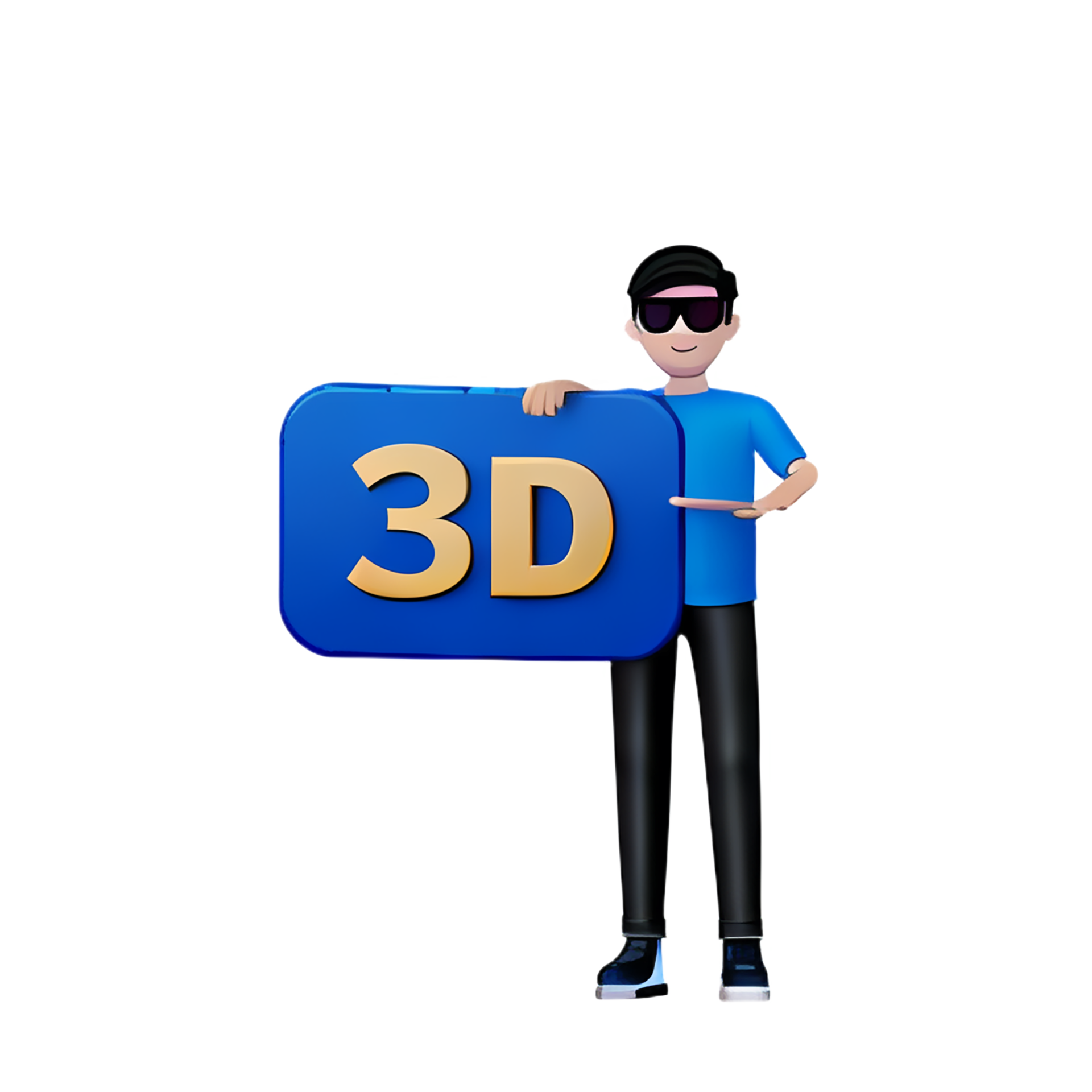 3d Man Holding A 3d Sign 28026996 Png