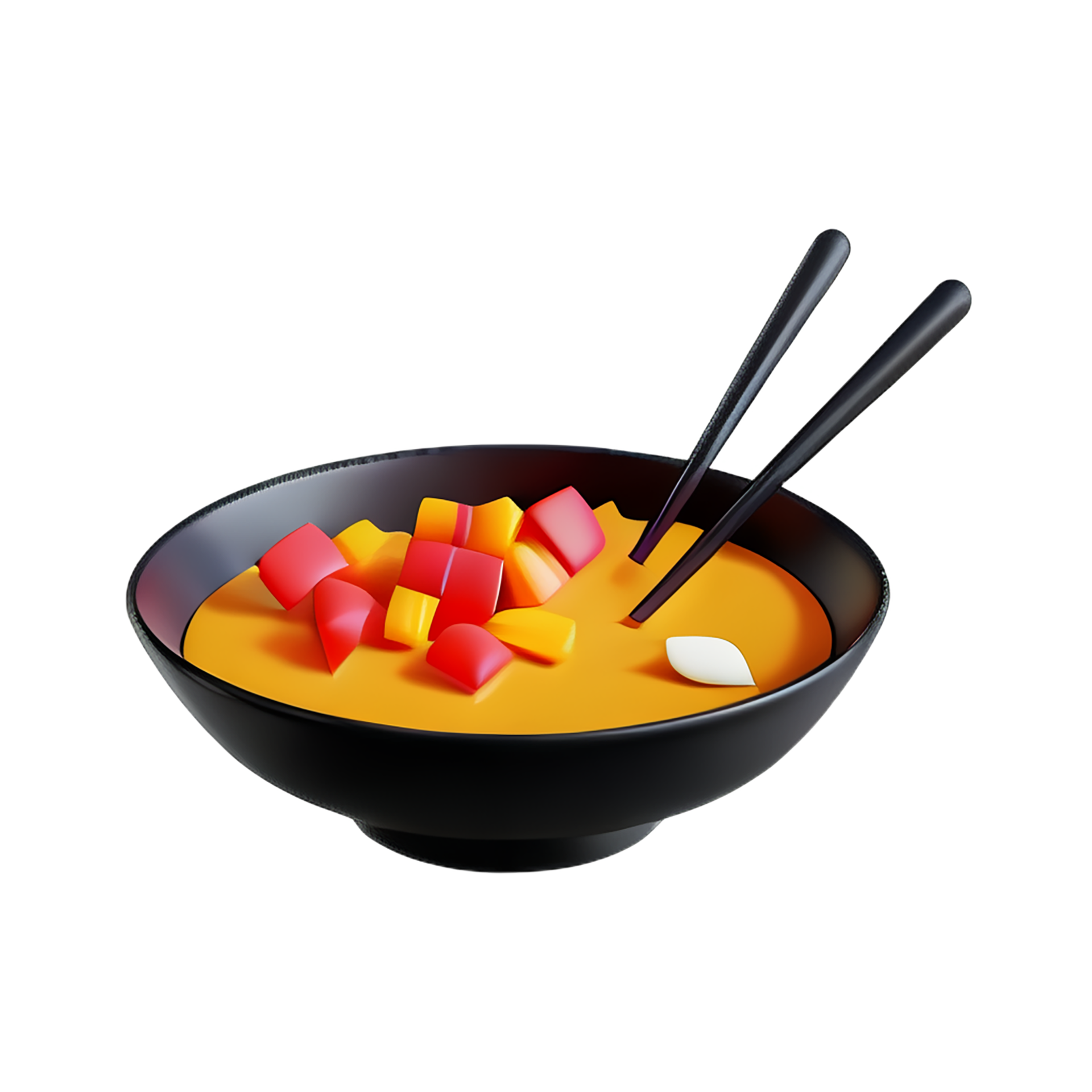 A Bowl Of Orange And Yellow Fruit With Chopsticks 28027082 PNG a-bowl-of-orange-and-yellow-fruit-with-chopsticks-28027082-png