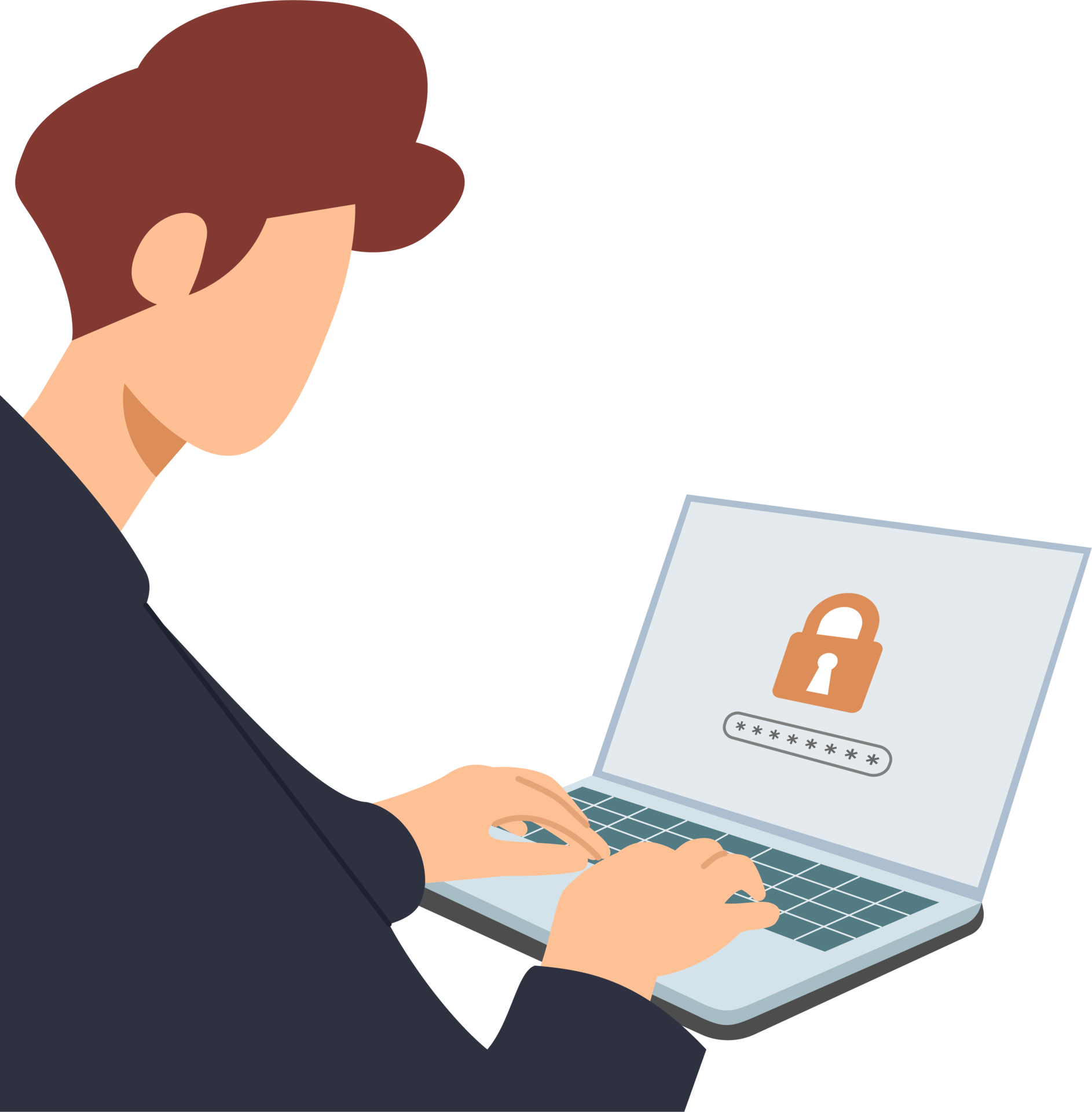 Man Using Laptop User Is Logging In With A Username And Password Public