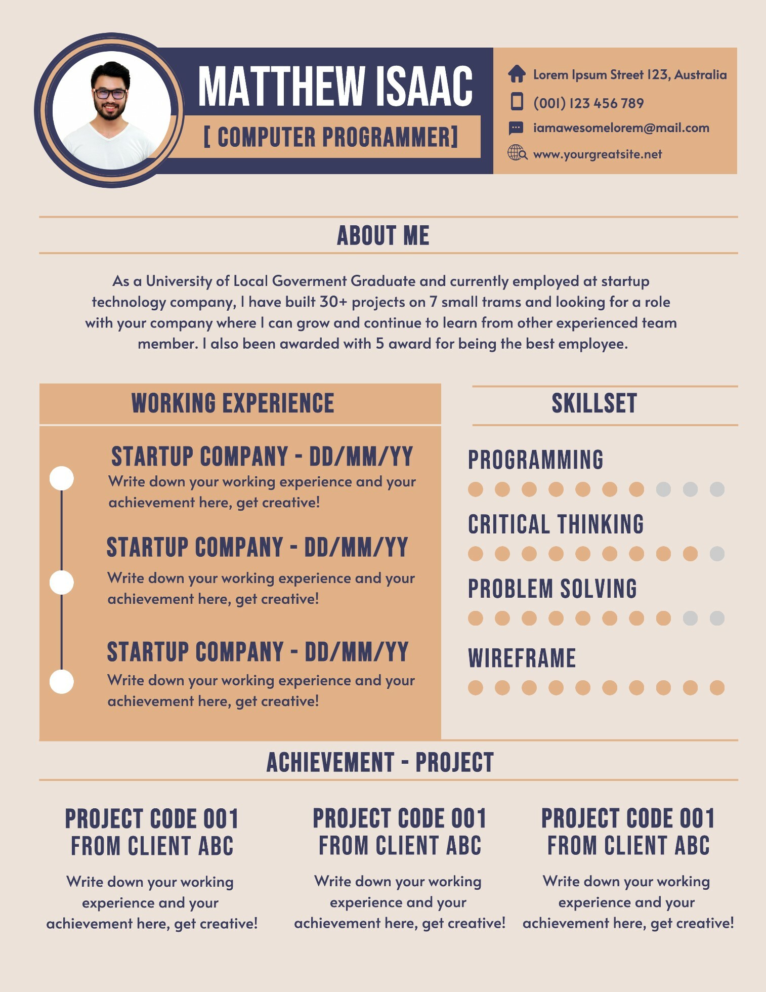 Flat Geometric Modern Business Blue Beige Combination for Computer ...