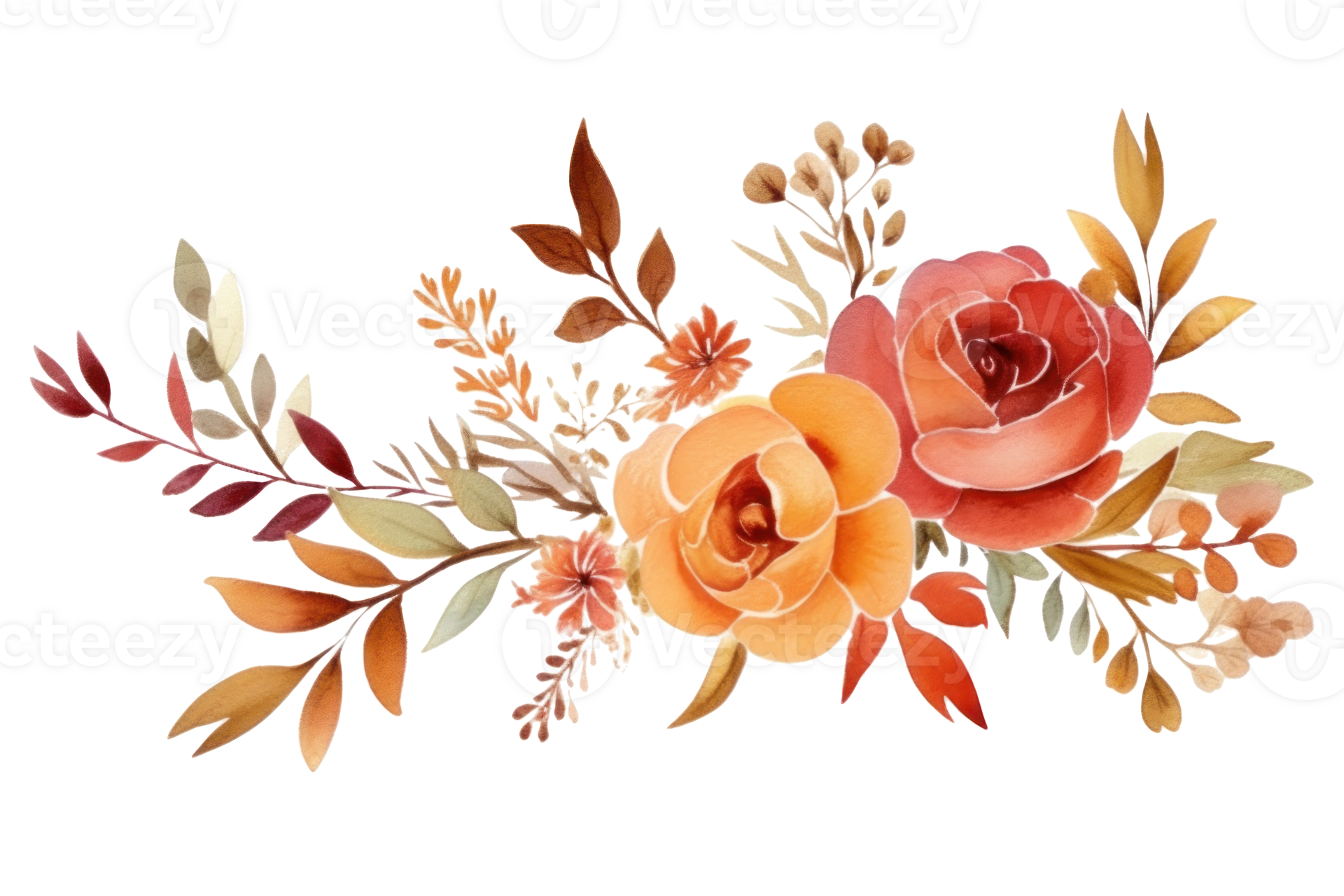 Watercolor autumn flowers isolated 28063768 PNG