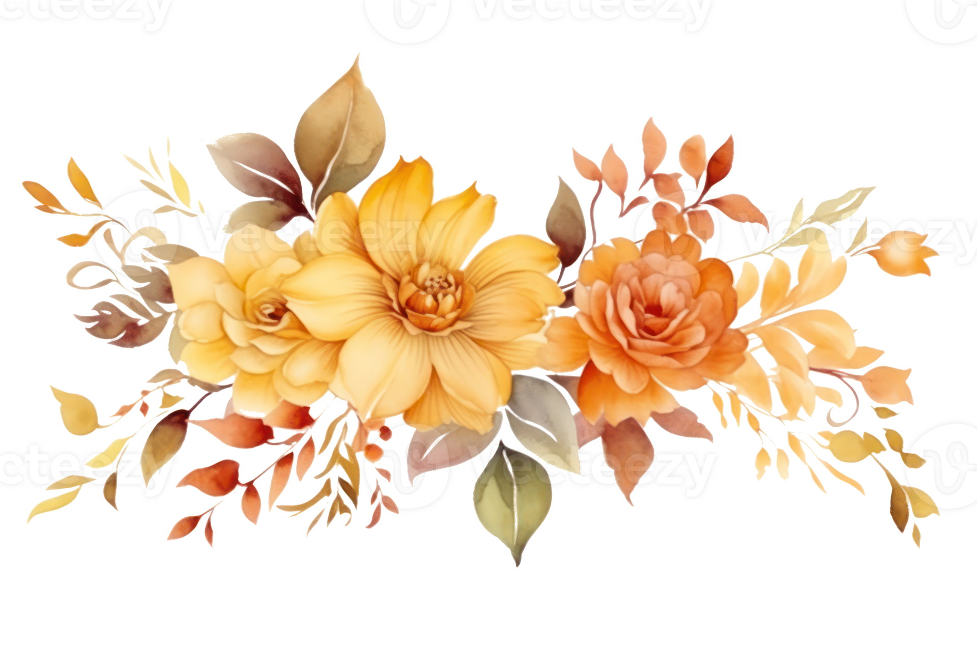 Watercolor autumn flowers isolated 28063803 PNG