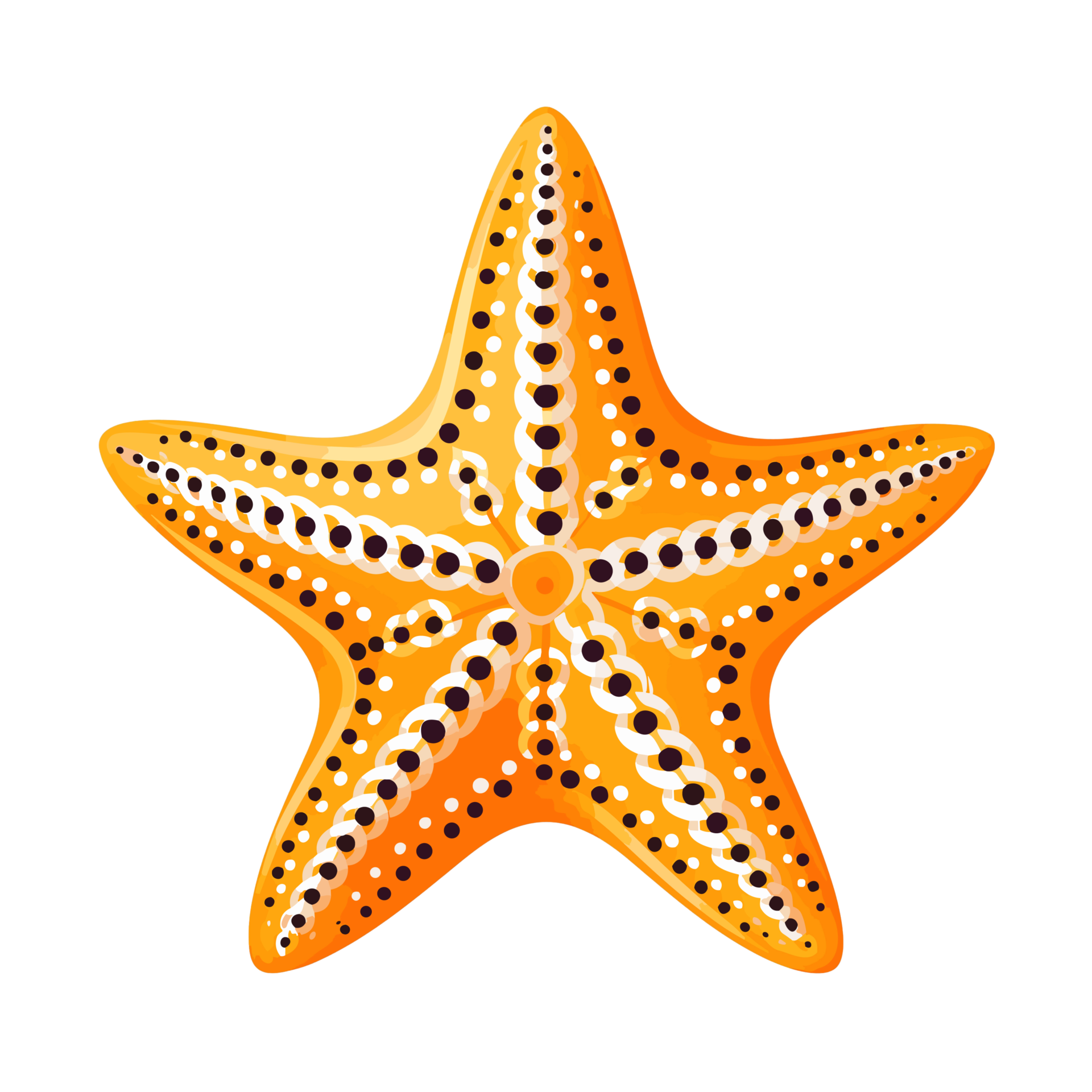 Ai Generated Starfish With Orange And Black Stripes On A Transparent ai-generated-starfish-with-orange-and-black-stripes-on-a-transparent