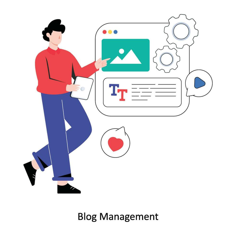 Blog Management flat style design vector illustration. stock ...