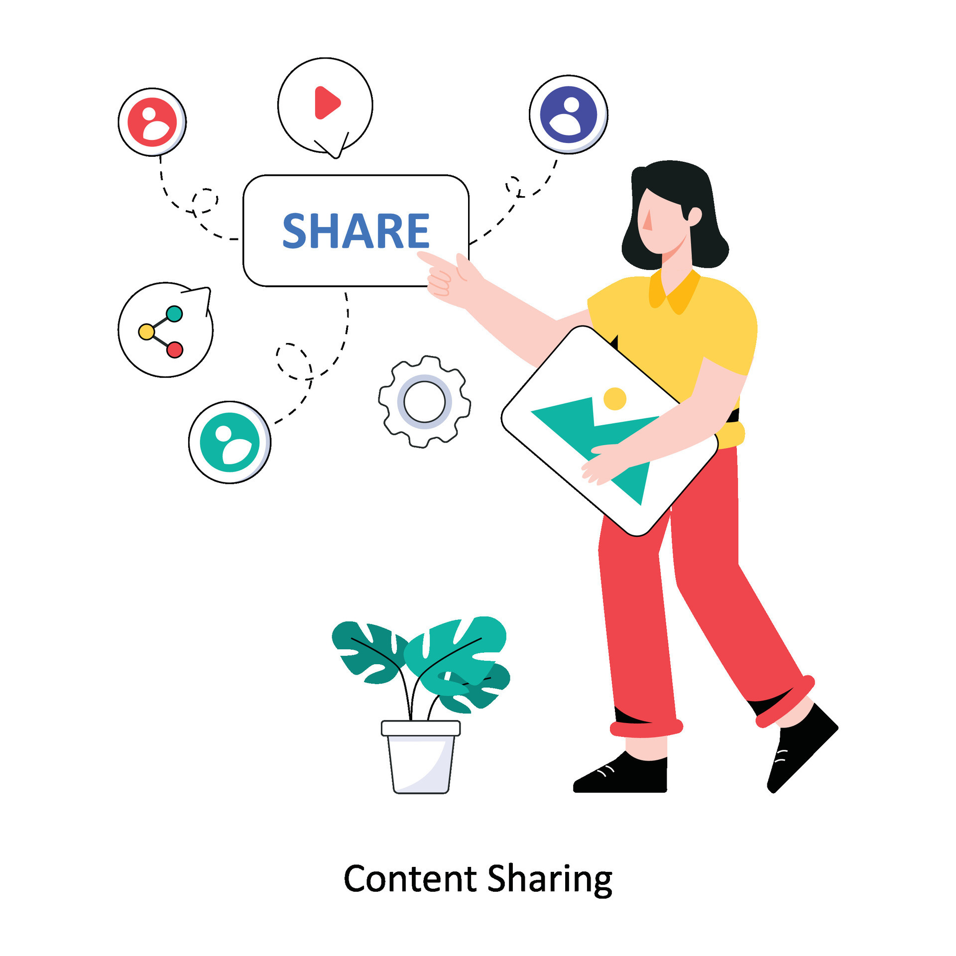 Content Sharing flat style design vector illustration. stock ...