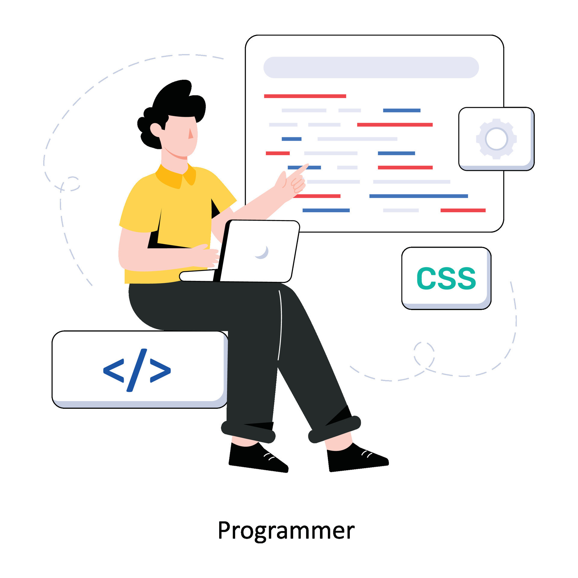 Programmer flat style design vector illustration. stock illustration ...