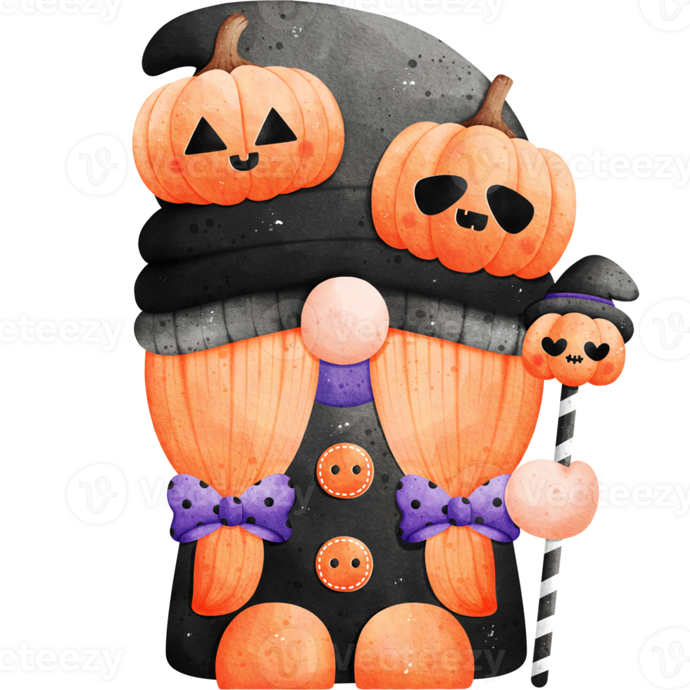 Watercolor Halloween Gnome Illustration 28084333 PNG