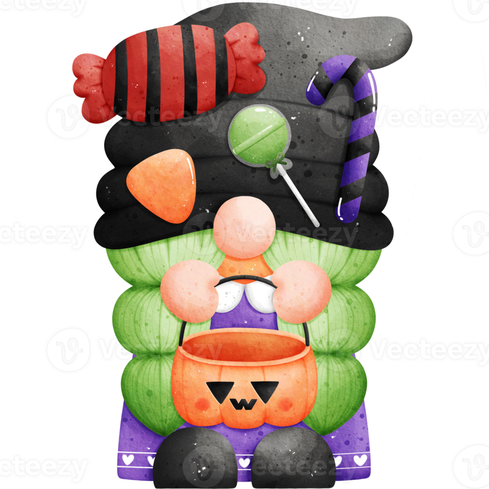 Watercolor Halloween Gnome Illustration 28084336 PNG