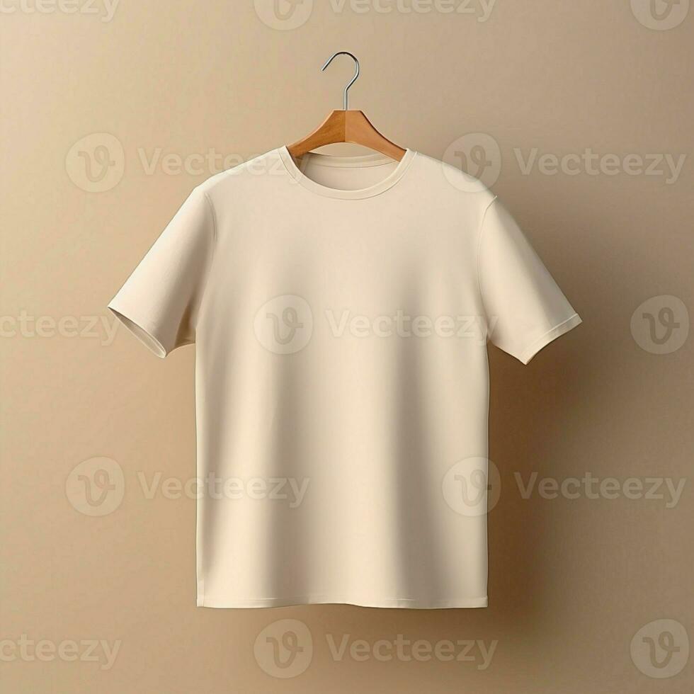 Ai Generative Of A Blank T Shirt In Cream Color In High Quality Perfect To Create A Mockup