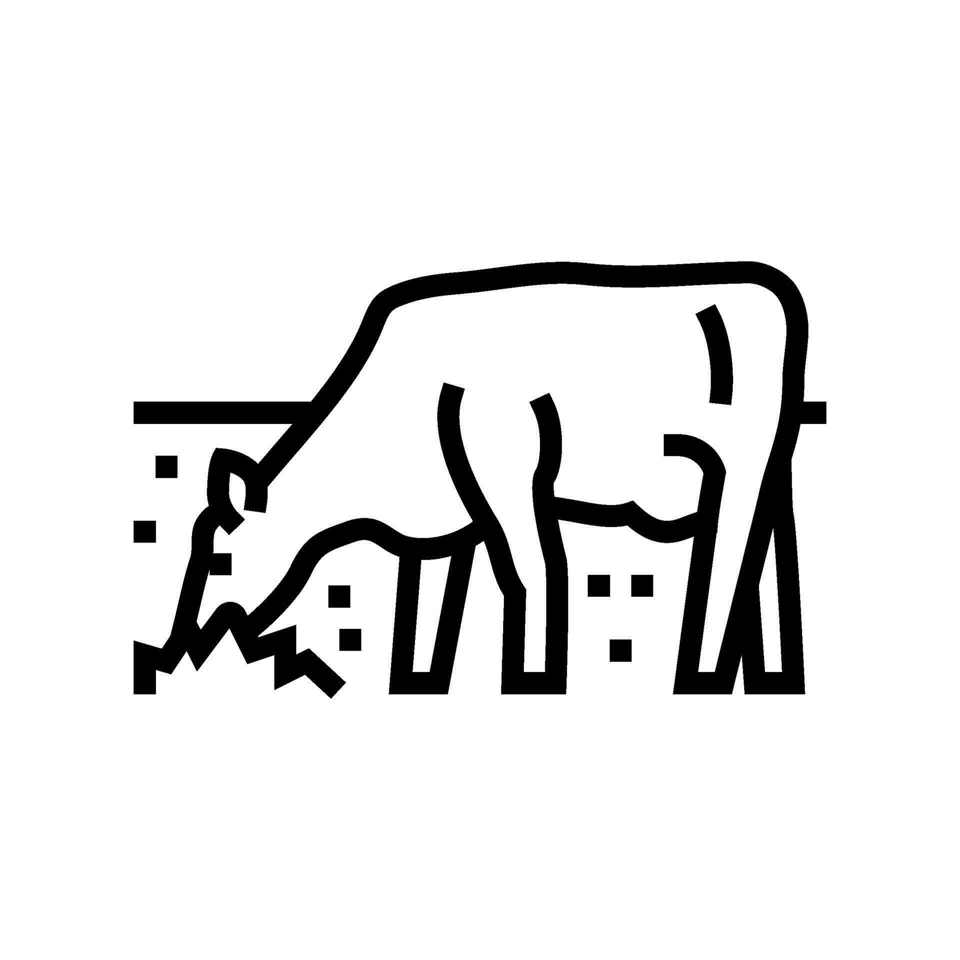 Cow Eating Grass Line Icon Vector Illustration 28086016 Vector Art At