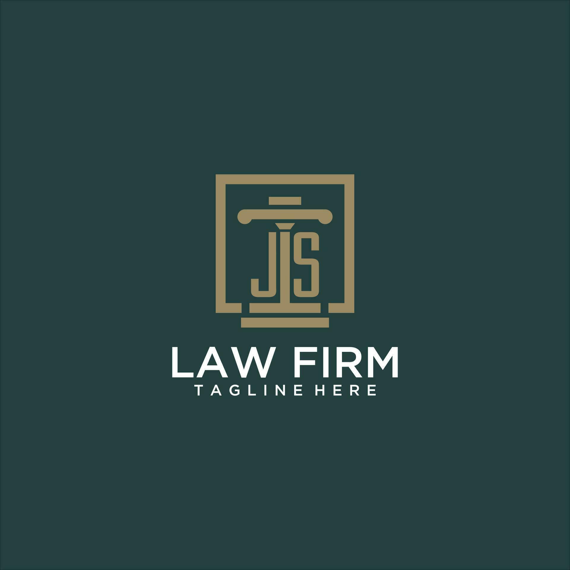 JS initial monogram logo for lawfirm with pillar design in creative ...