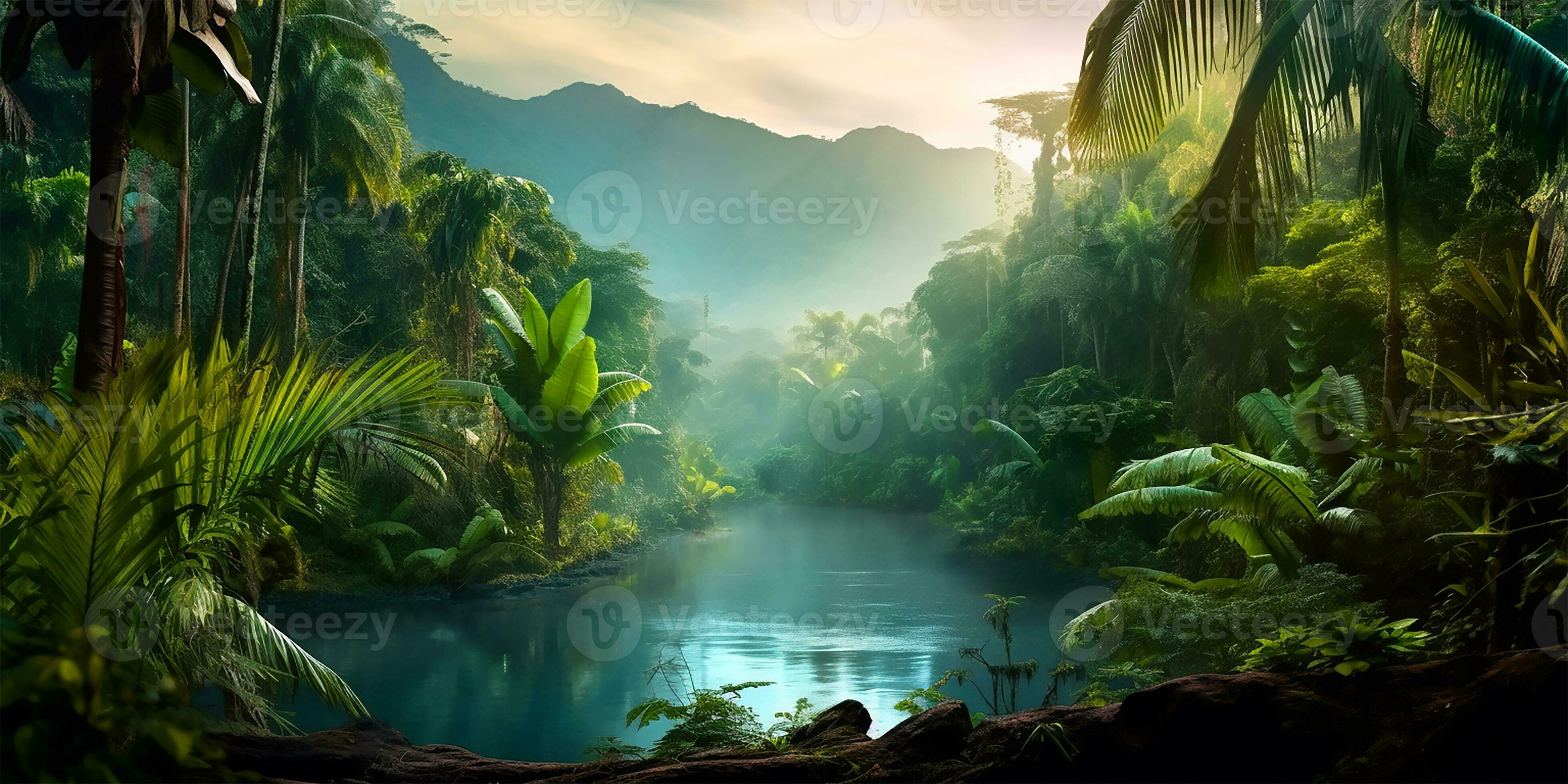 Panorama of dense jungle. AI Generated 28095044 Stock Photo at Vecteezy