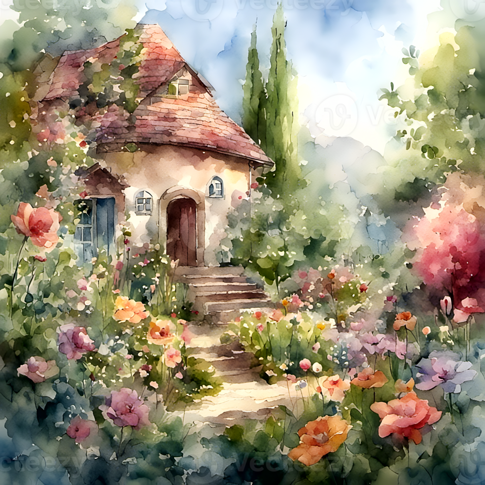 Rustic Watercolor Idyllic Country Scene AI Generative 28098622 PNG Rustic Watercolor Idyllic Country Scene AI Generative 28098622 PNG