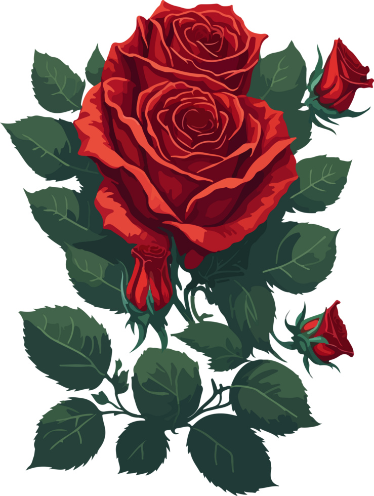 Red Rose Clip Art Cartoon With Ai Generative 28101653 Png