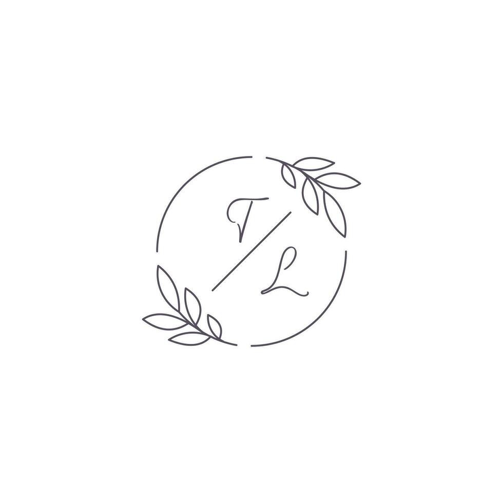 Initials TL monogram wedding logo with simple leaf outline and circle style 28107333 Vector Art ...
